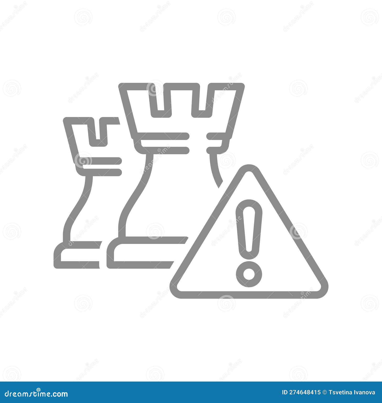 King Chess Piece and Warning Exclamation Mark or Point Sing Stock ...