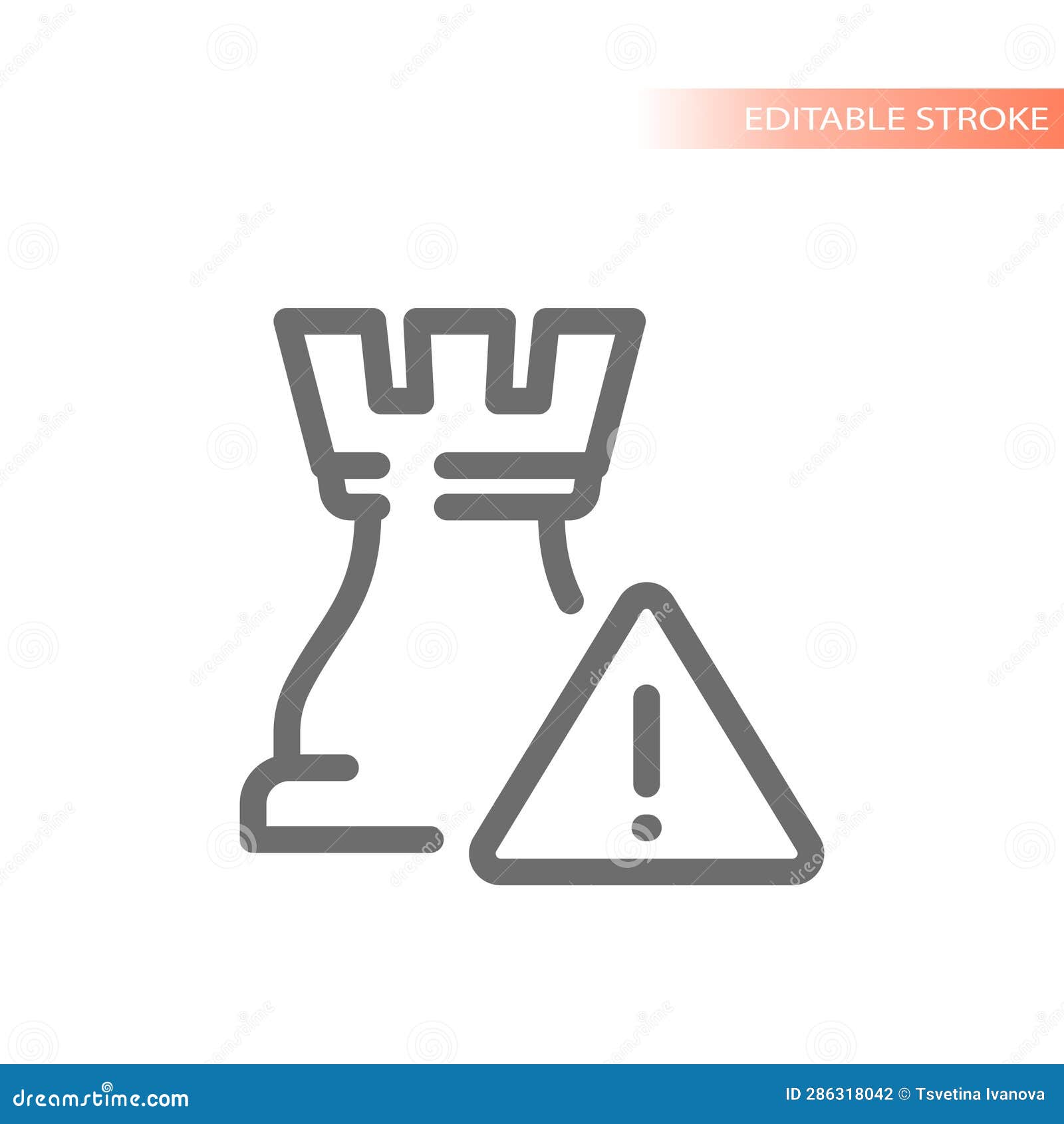 King Chess Piece and Warning Exclamation Mark or Point Sing Stock ...