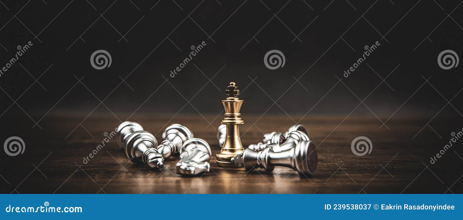 King Chess Standing Challenge Winner With Falling Chess On Chess Board ...