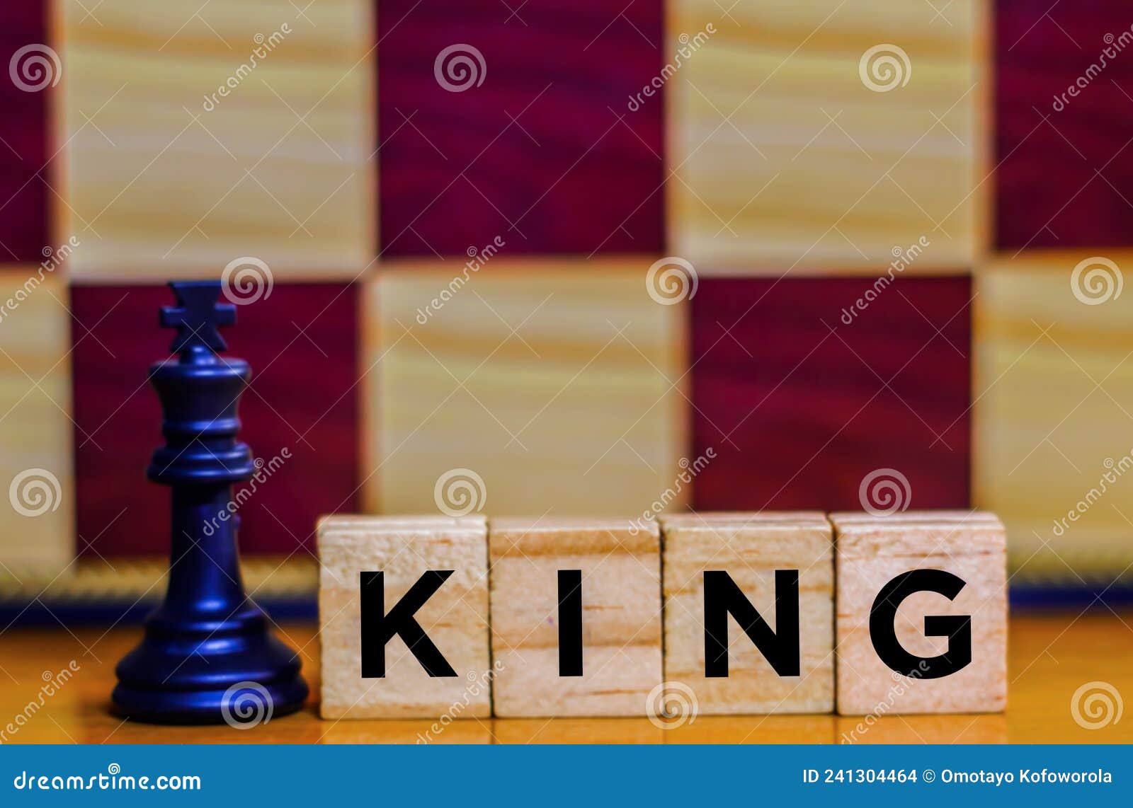 King Chess Tiles with Chess Board Background Stock Photo - Image of ...