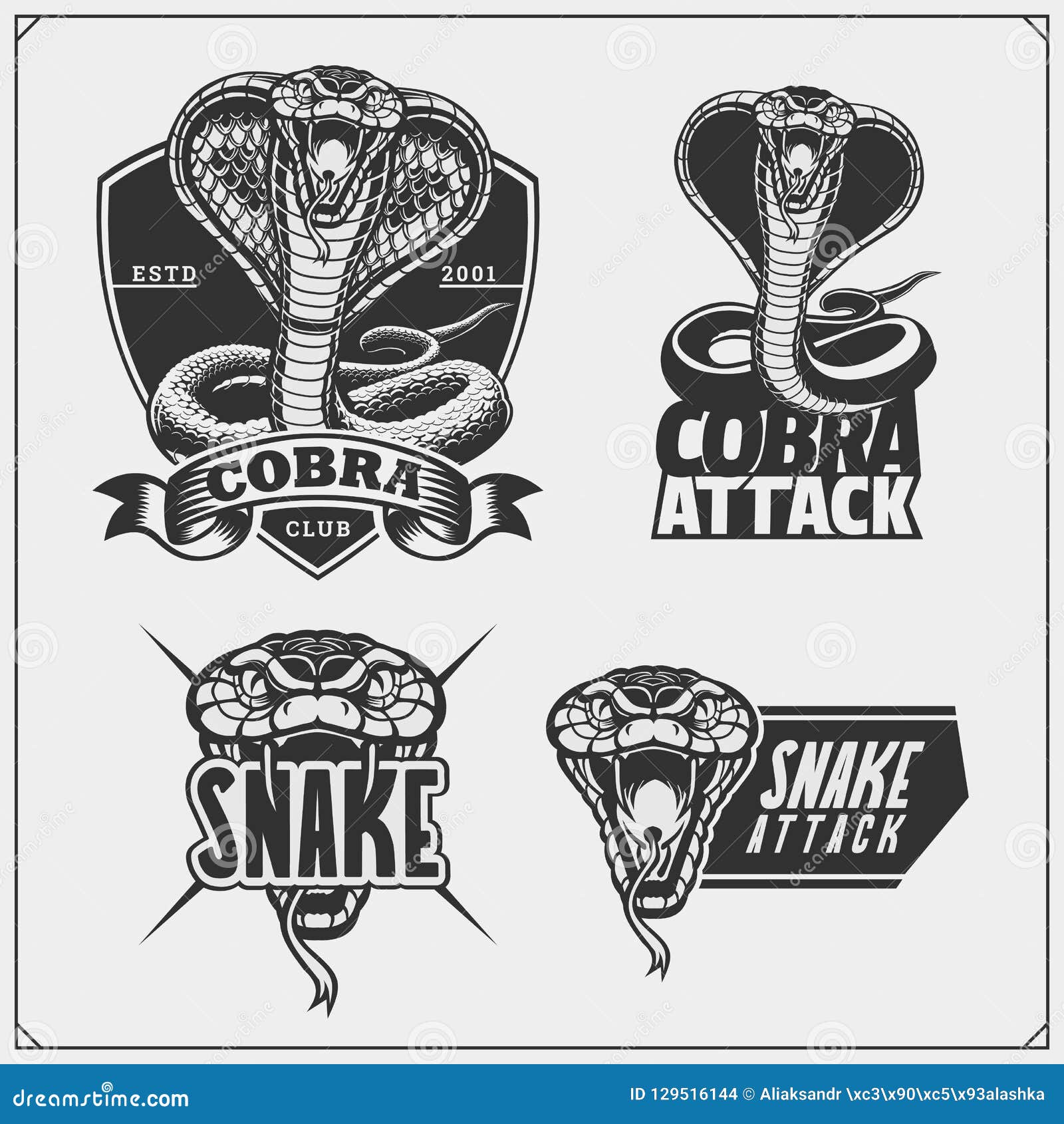 King Cobra Heraldry Coat of Arms. Labels, Emblems and Design Elements ...