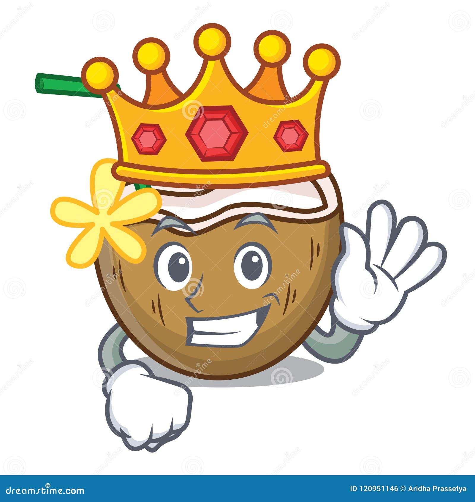 King Cocktail Coconut Mascot Cartoon Stock Vector - Illustration of ...