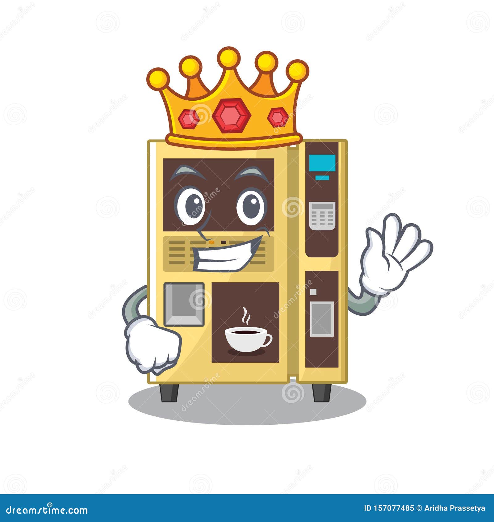 King Coffee Vending Machine in the Cartoon Stock Vector - Illustration ...