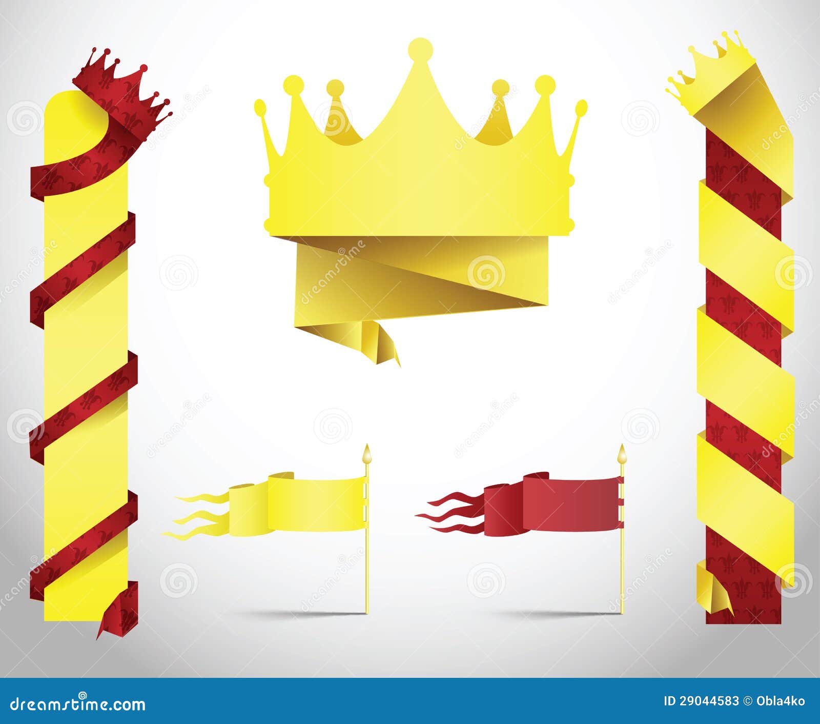 King Crown Banners in Paper Folded Style. Stock Vector - Illustration ...