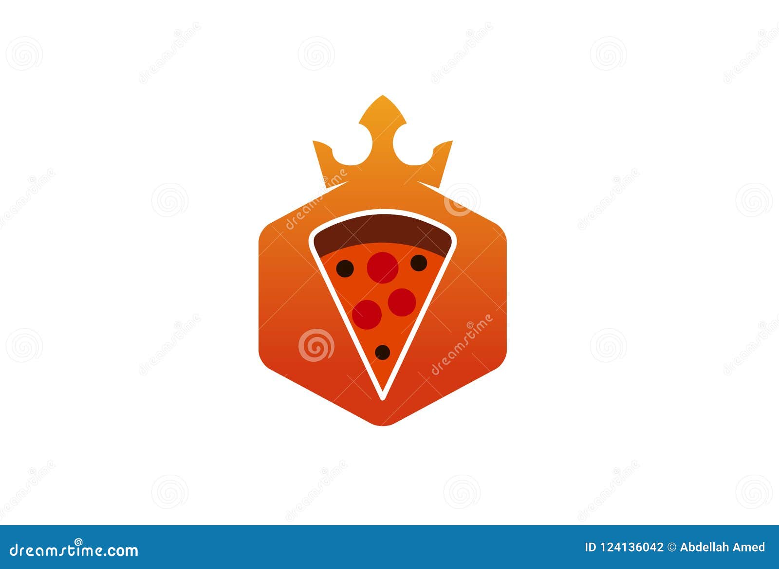 King Crown Pizza Logo Design Illustration Stock Vector - Illustration ...