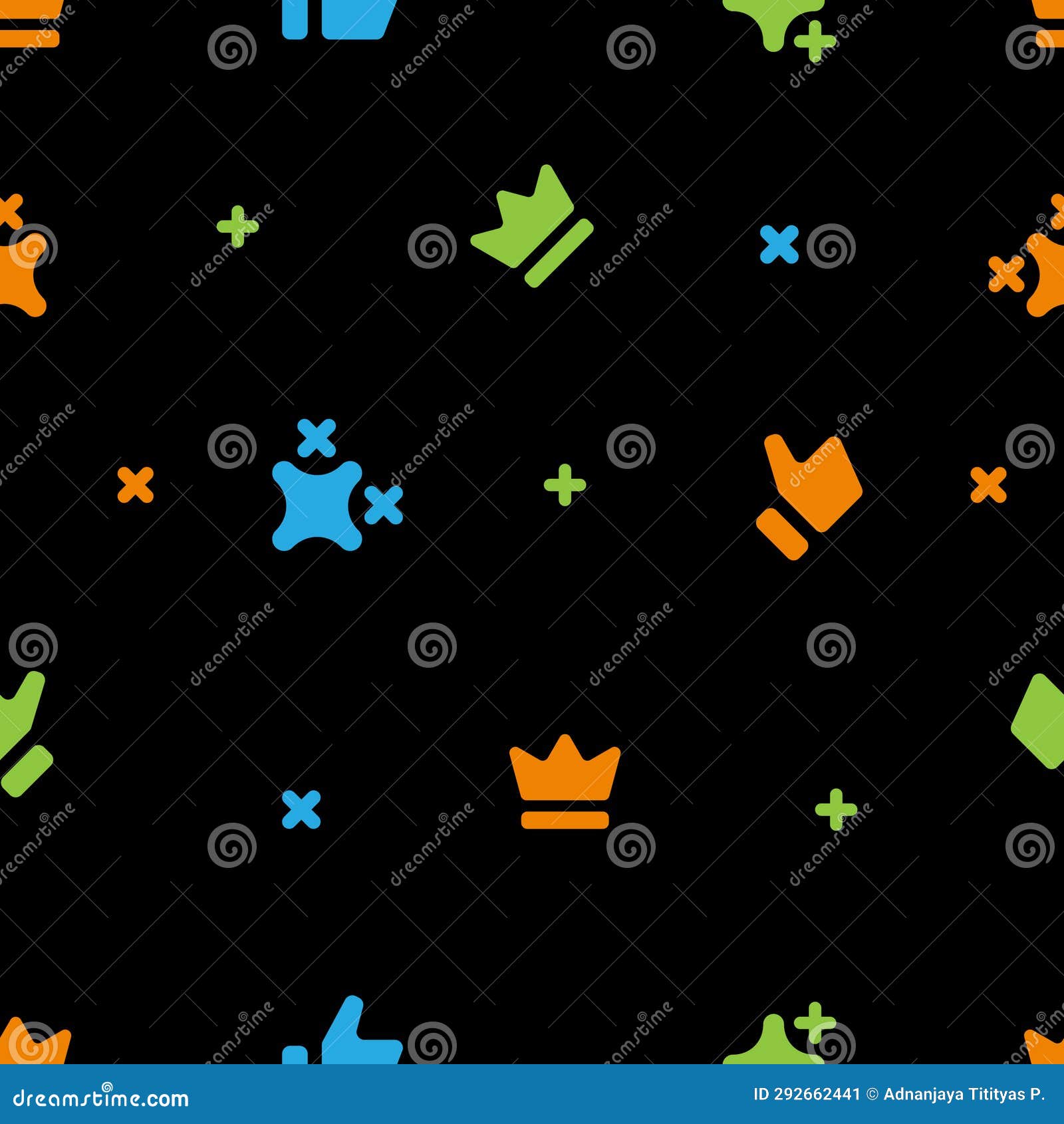 King Crown Plus Like Social Media Seamless Pattern Vector Stock Vector ...