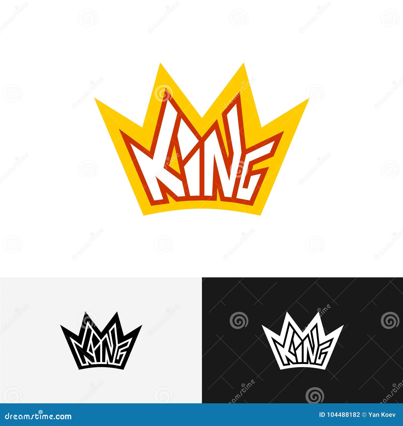 King crown text logo. stock vector. Illustration of logo - 104488182