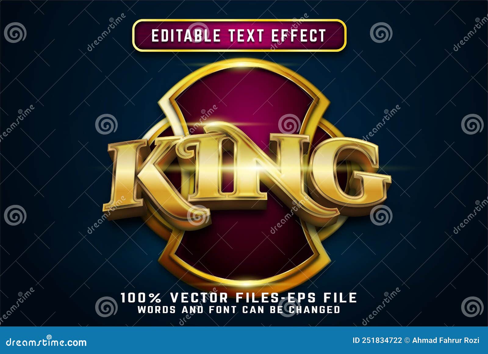King 3d Gold Text Effect Premium Vectors Stock Vector - Illustration of ...