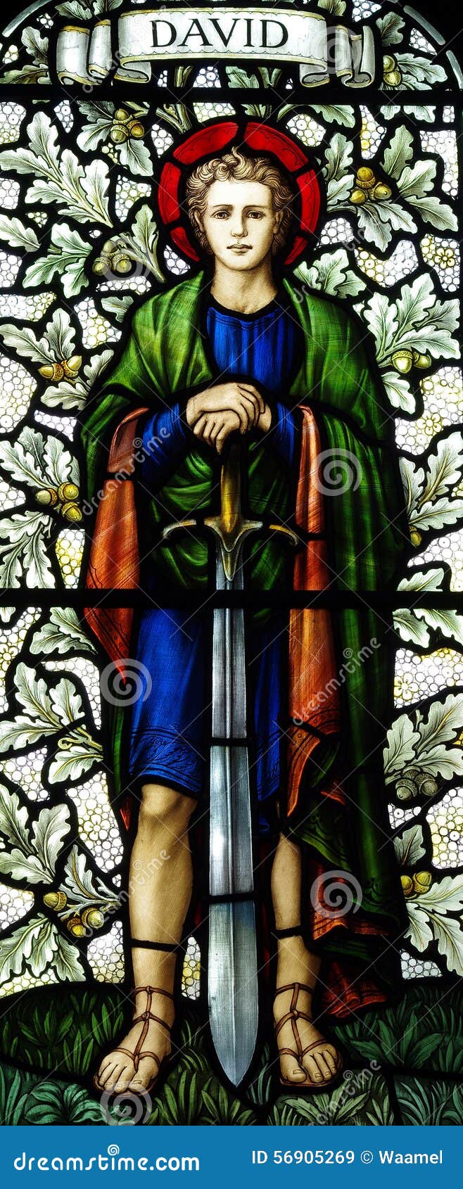 King David(young) in Stained Glass Stock Image - Image of sword, king ...