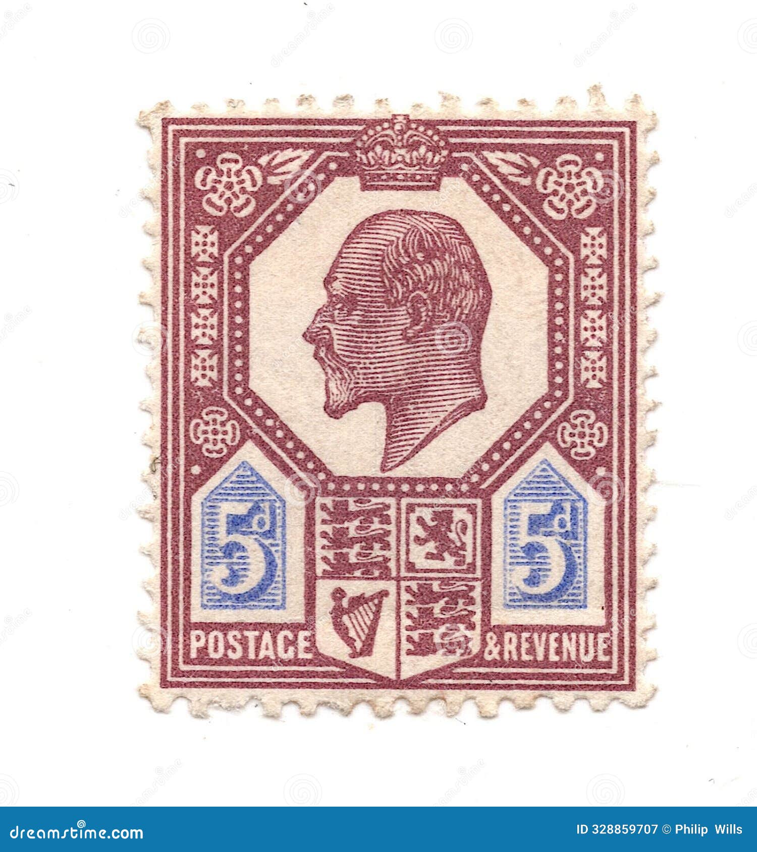 A King Edward VII Postage Stamp in Mint Condition on a White Background ...