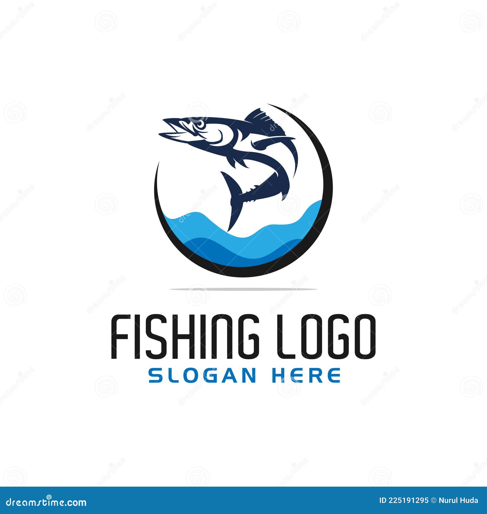 King Fish Jumping Logo Design,for Fishing Logo,in Circle and Water Logo ...