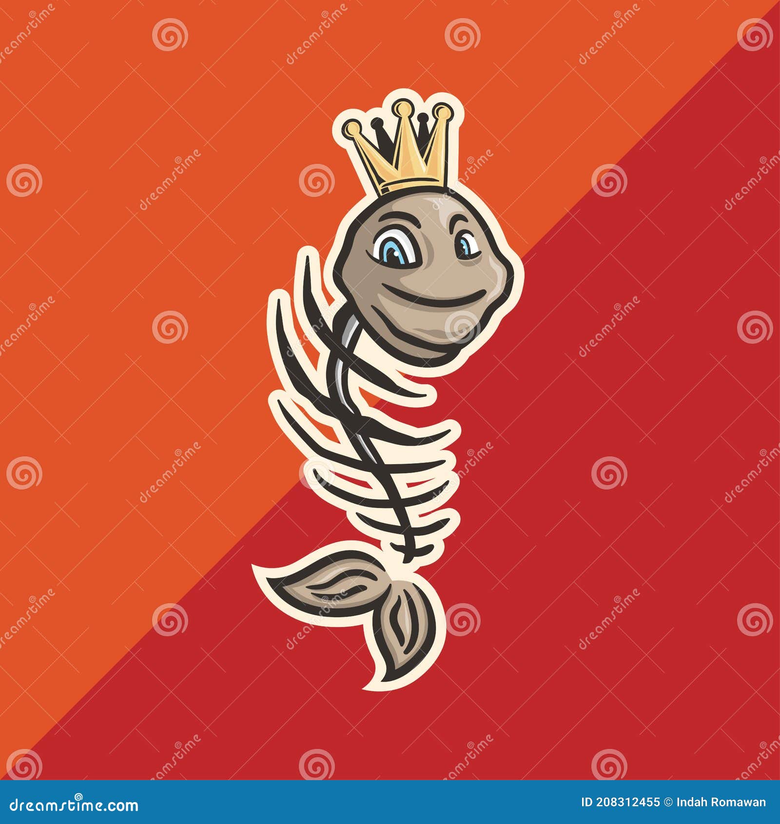 King Fish Who are only Bones Vector. Logo Mascot Character Stock ...