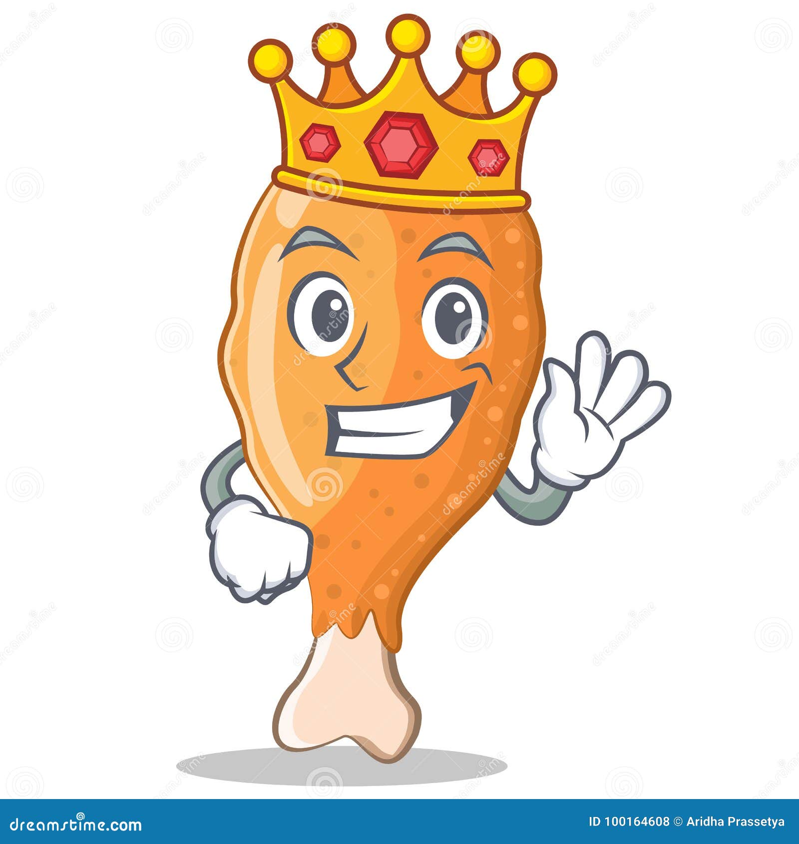 King Fried Chicken Character Cartoon Stock Vector - Illustration of ...