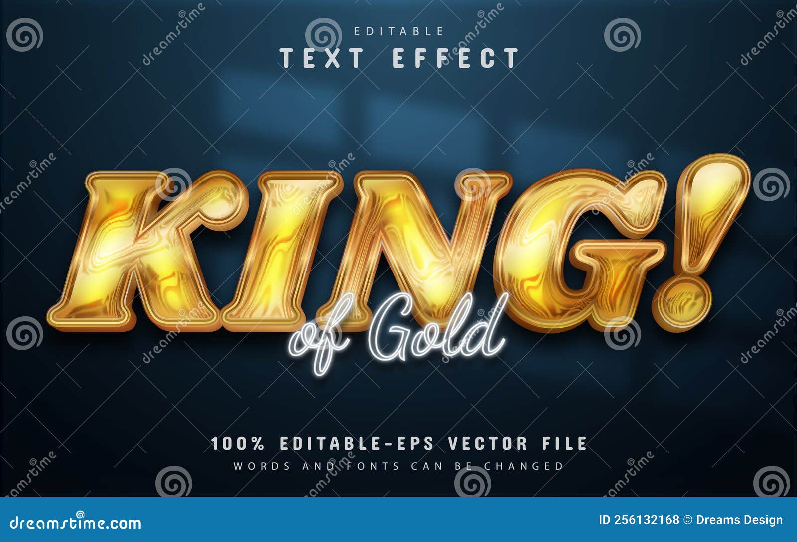 King Gold Text Effect Editable Stock Vector - Illustration of luxury ...