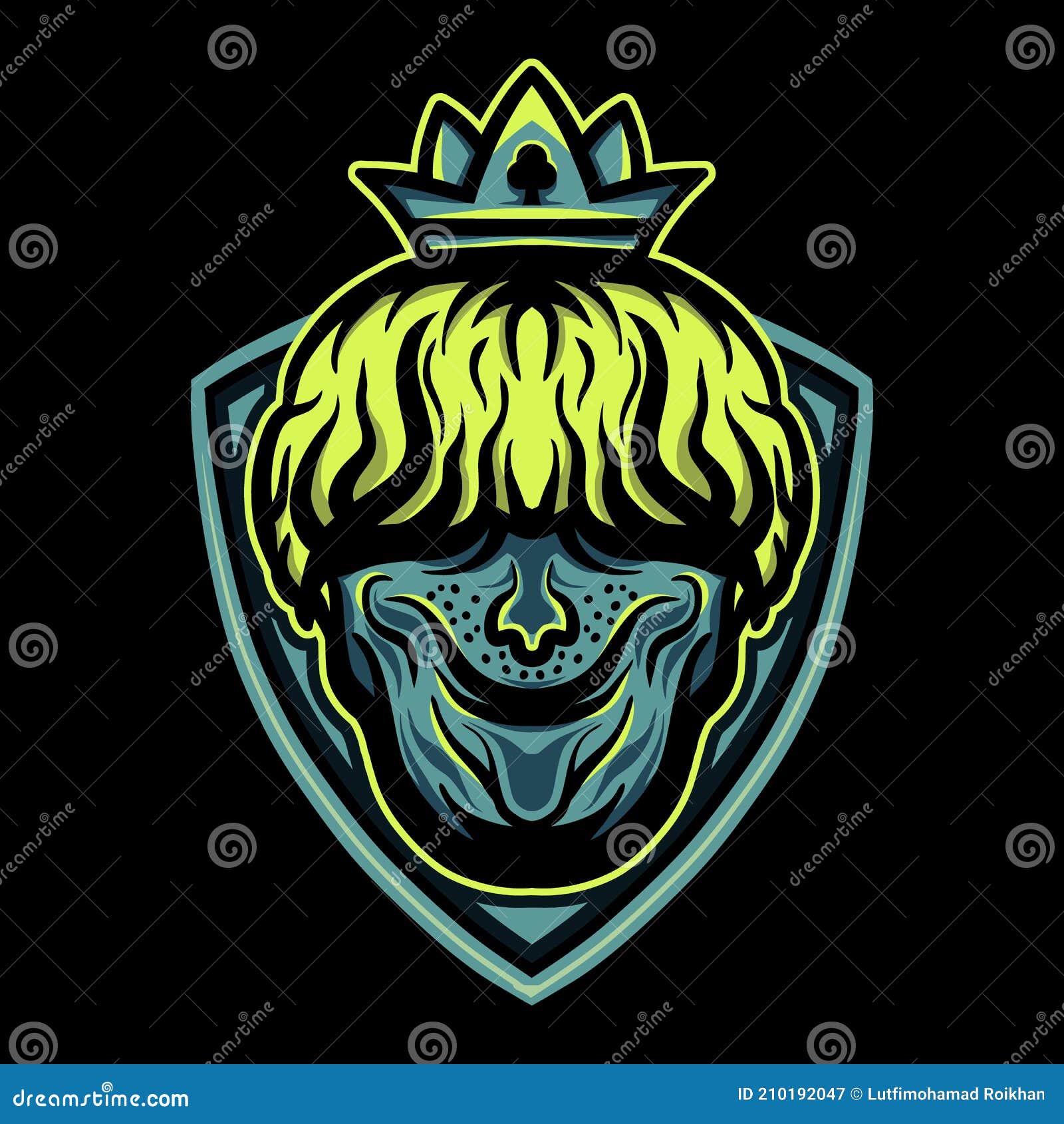 King Head Wearing Crown Vector Illustration Stock Vector - Illustration ...