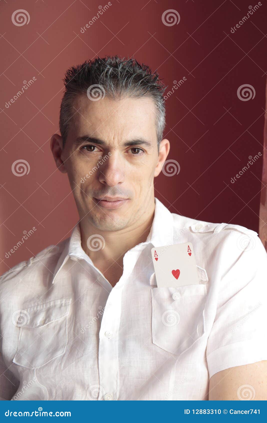 Man with ace of hearts stock photo. Image of staring - 12883310