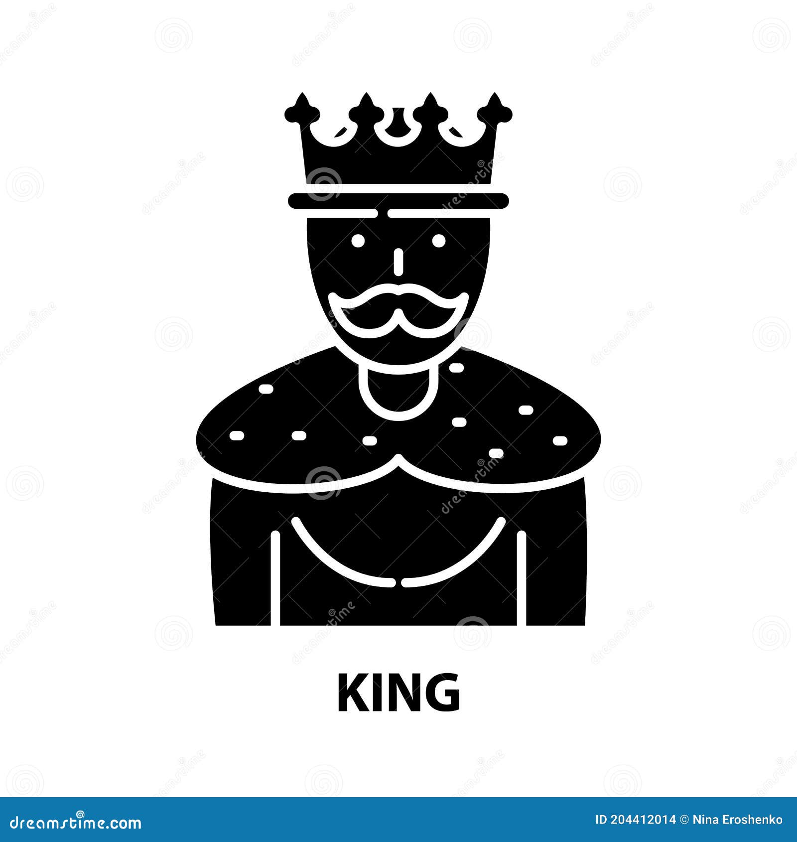 King Icon, Black Vector Sign with Editable Strokes, Concept ...