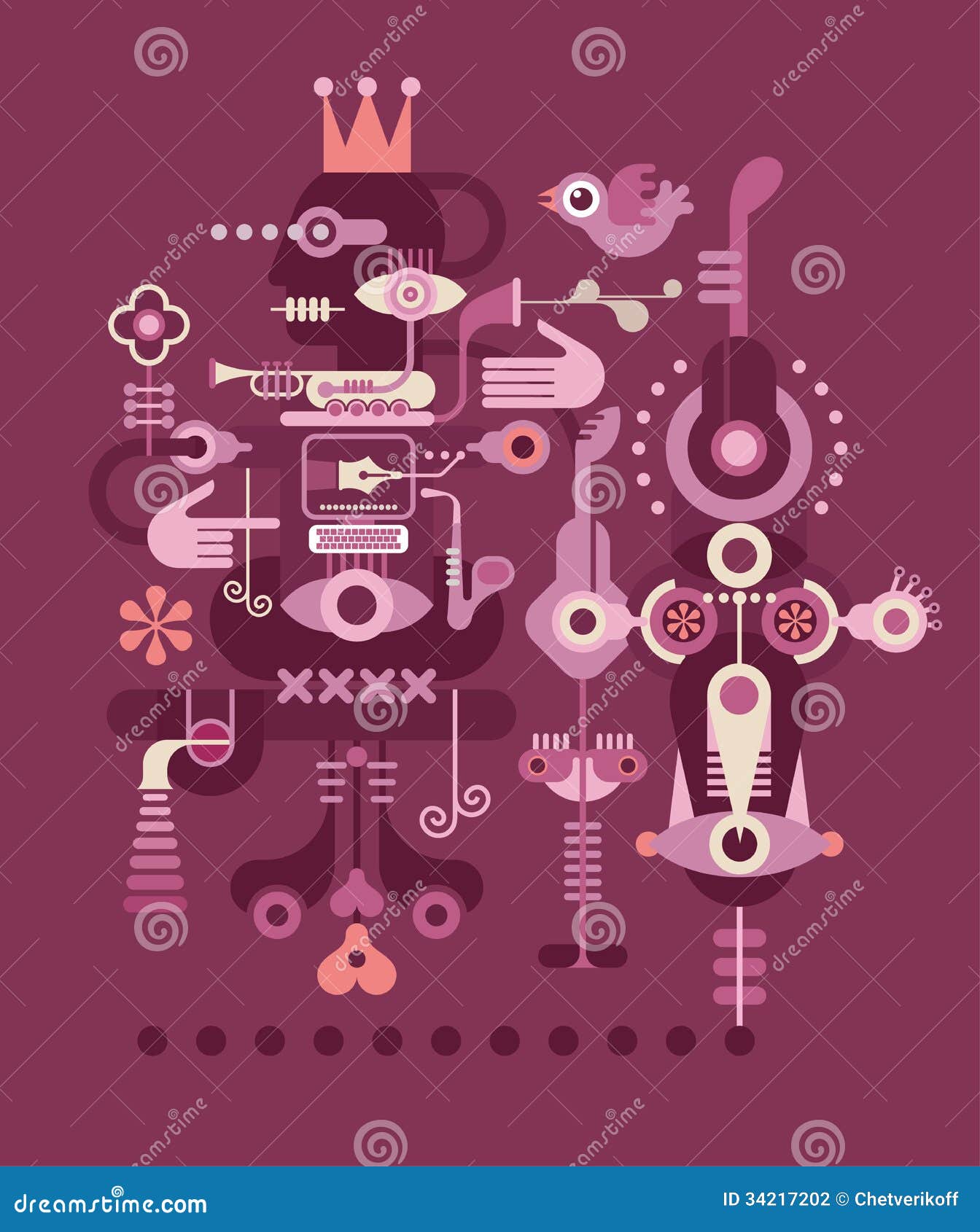 The King stock vector. Illustration of automat, abstractionism - 34217202