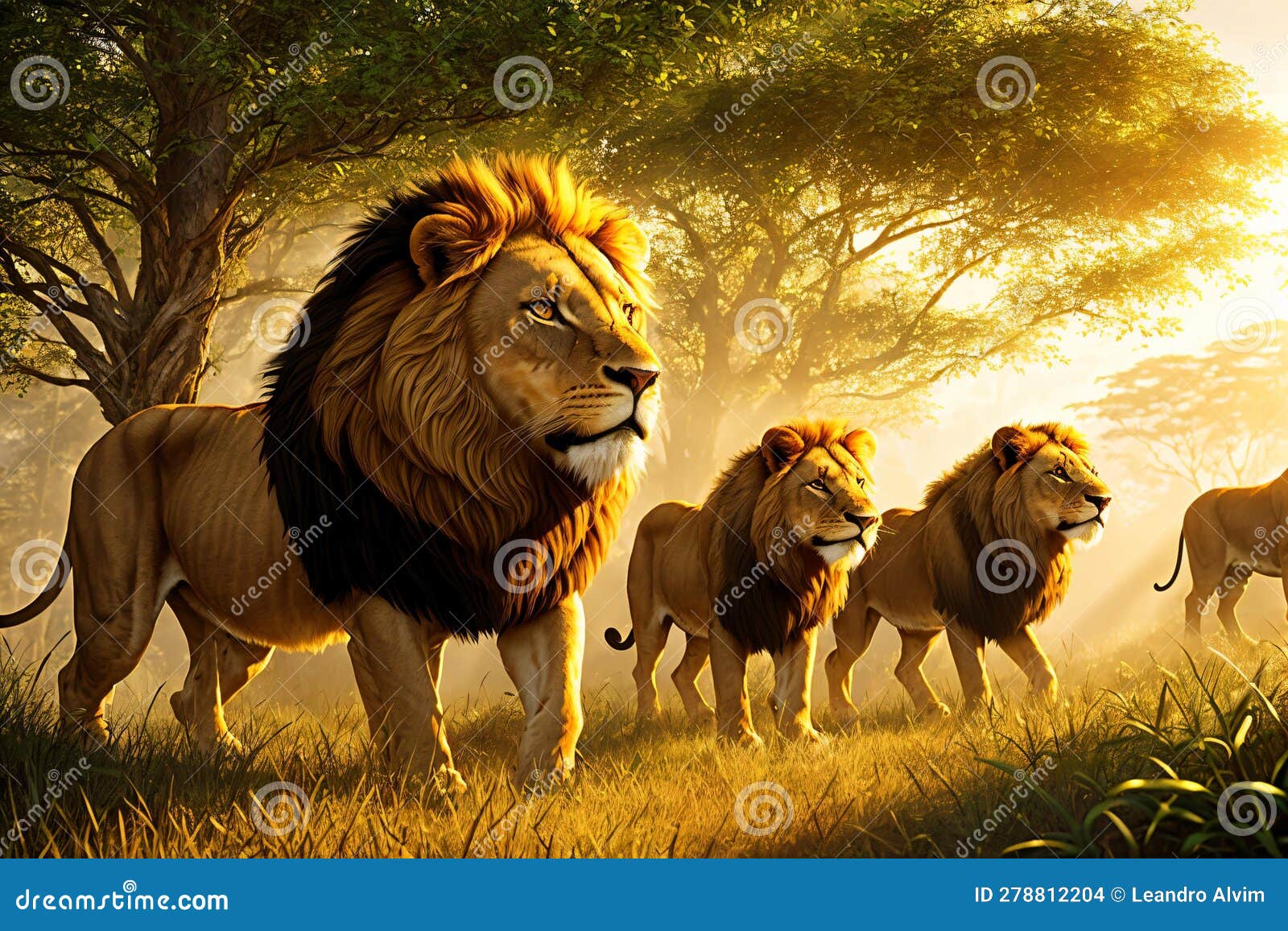 The King of the Jungle a Lion Leading His Pride.AI Generated Stock ...