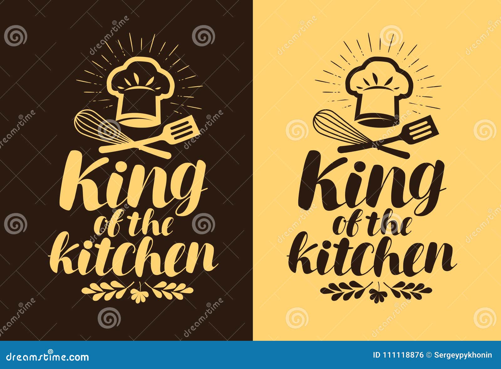 King of the Kitchen, Lettering. Cooking, Cuisine Concept. Typography ...