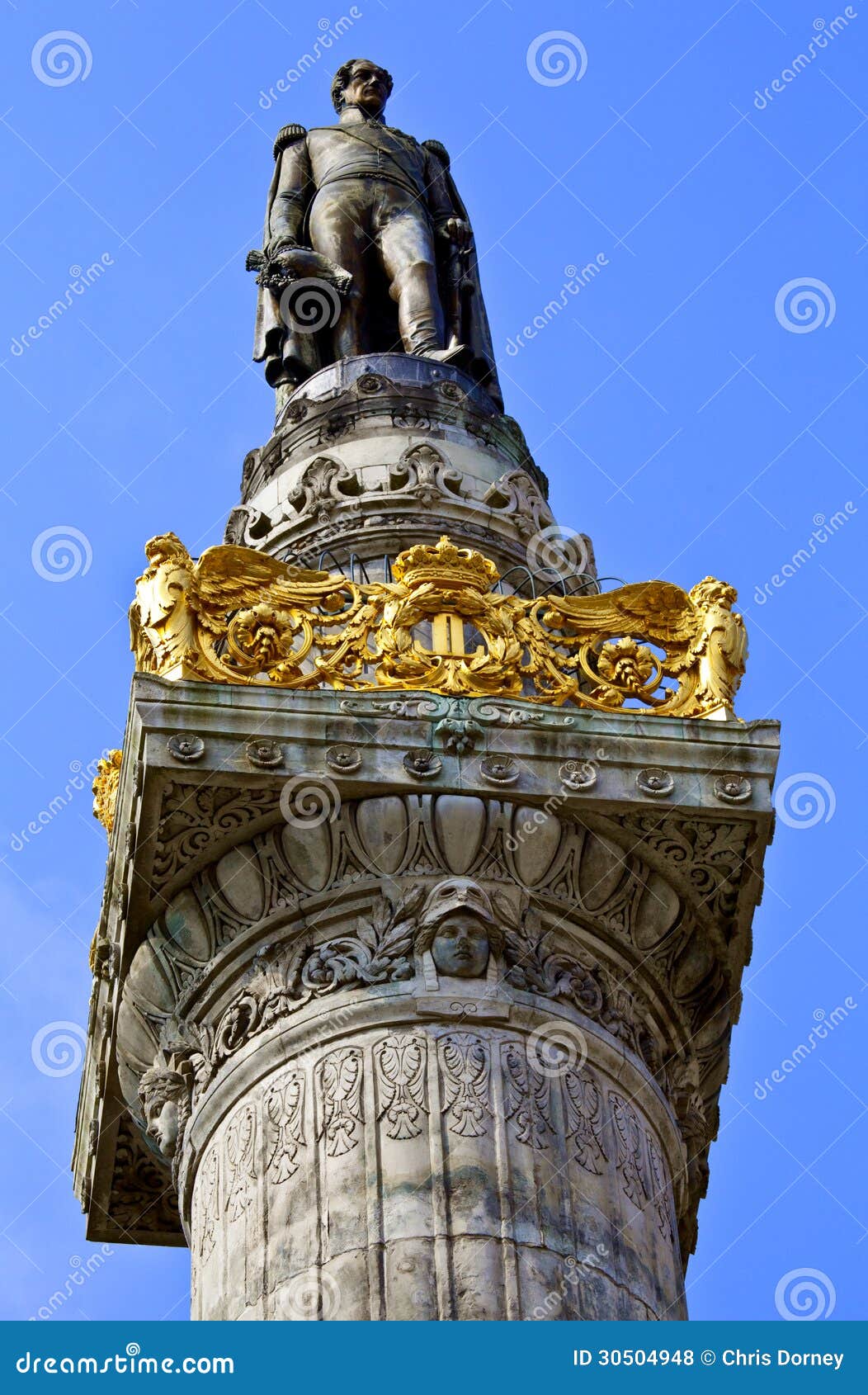 King Leopold I Statue on the Congress Column in Brussels. Stock Photo ...