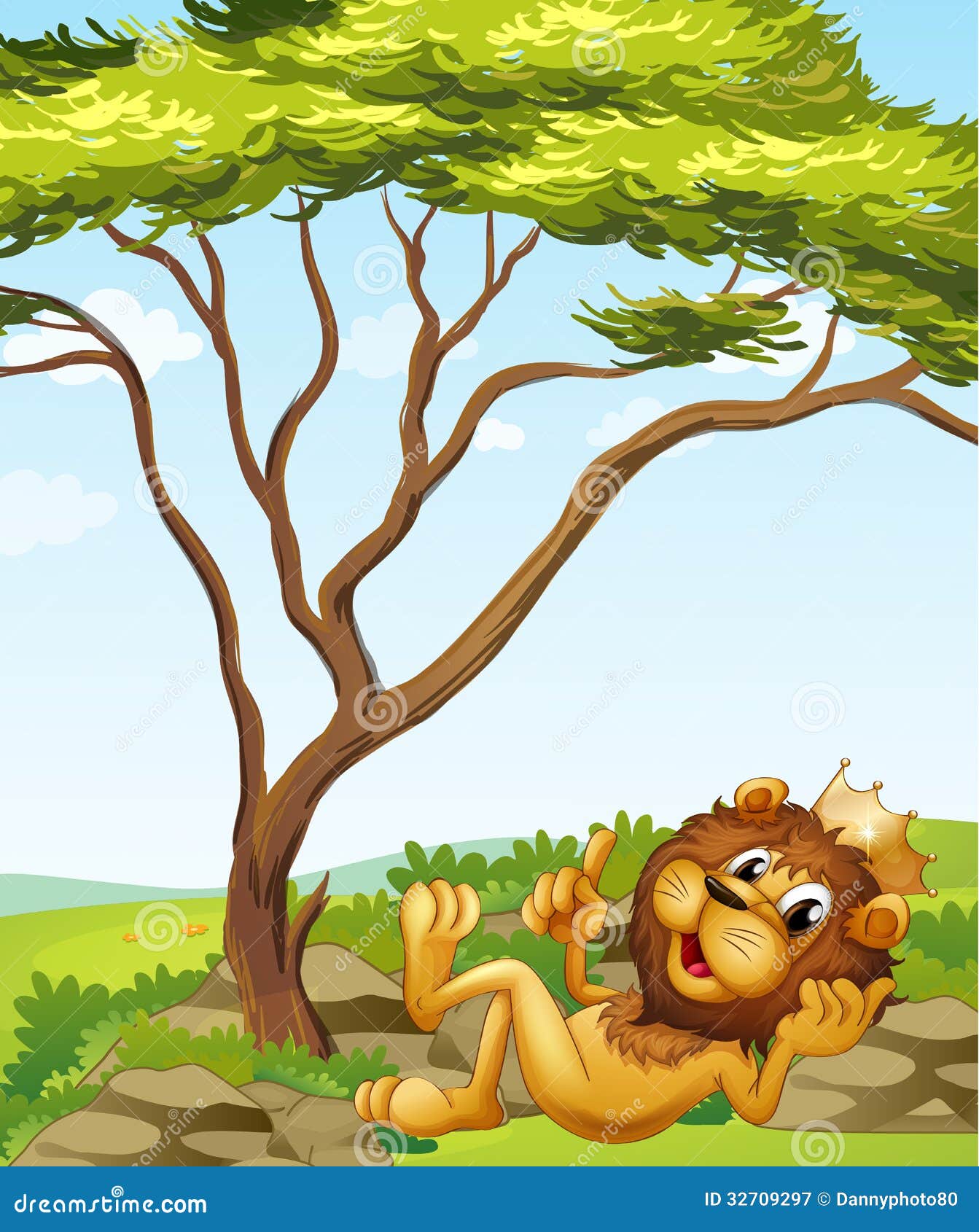 Sad Lion Lying Portrait, Hand Drawn Doodle Vector Illustration ...