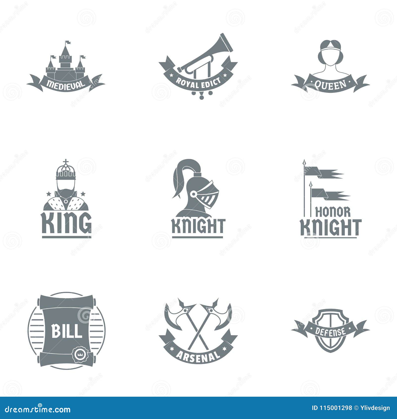 King Logo Set, Simple Style Stock Vector - Illustration of europe ...
