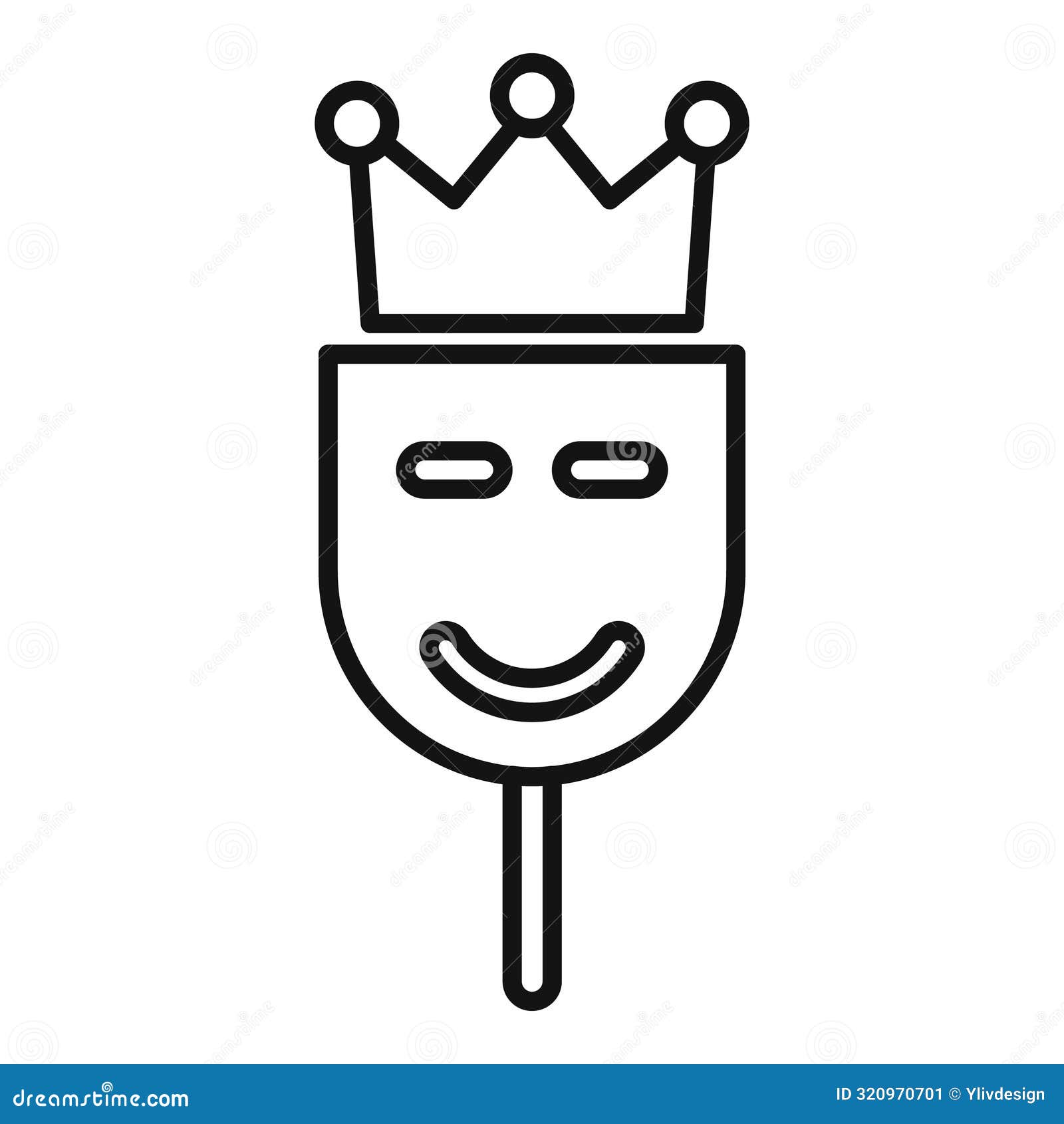 King Mask Smiling with Crown on Top Stock Vector - Illustration of ...