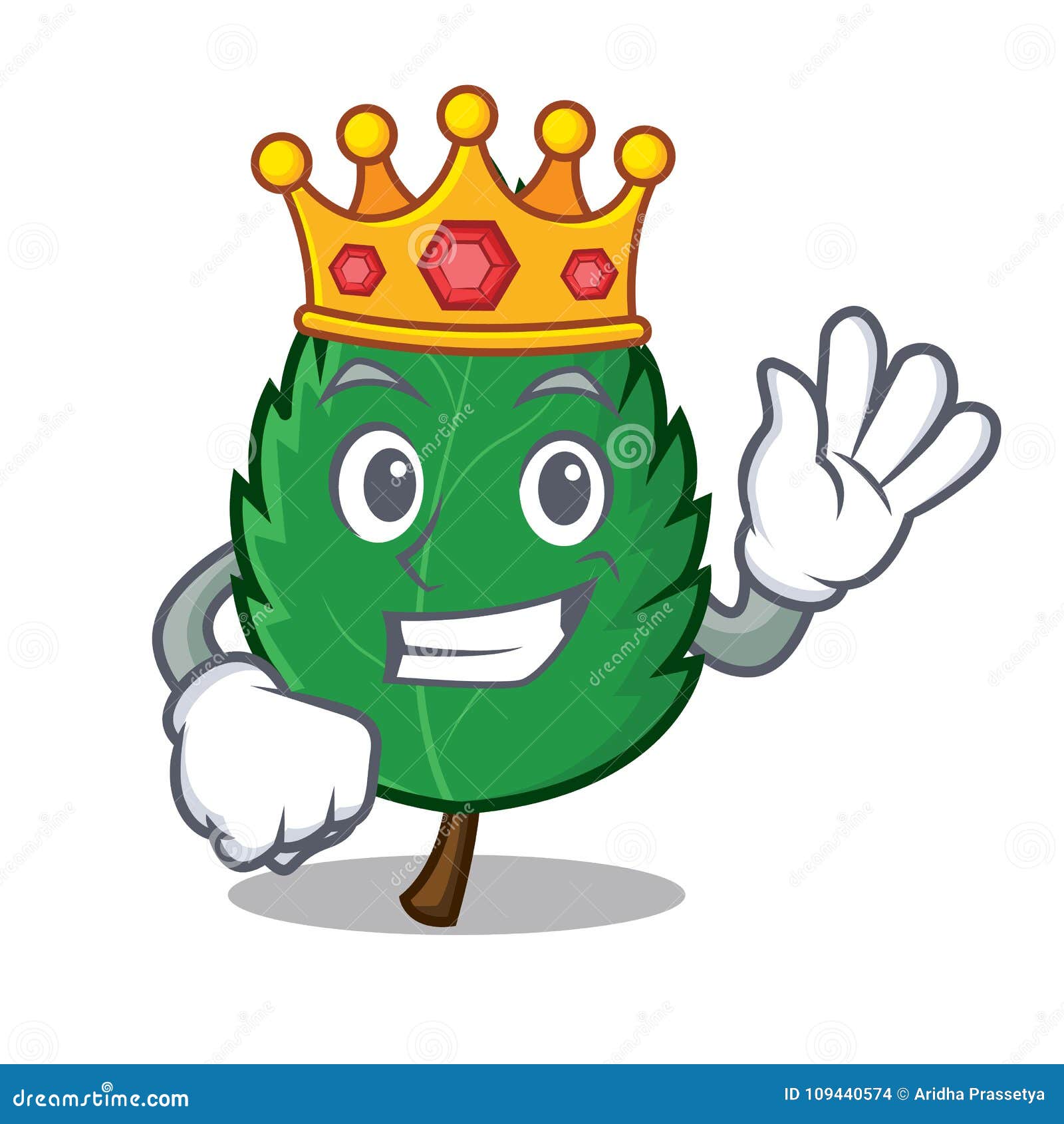 King Mint Leaves Mascot Cartoon Stock Vector - Illustration of ...