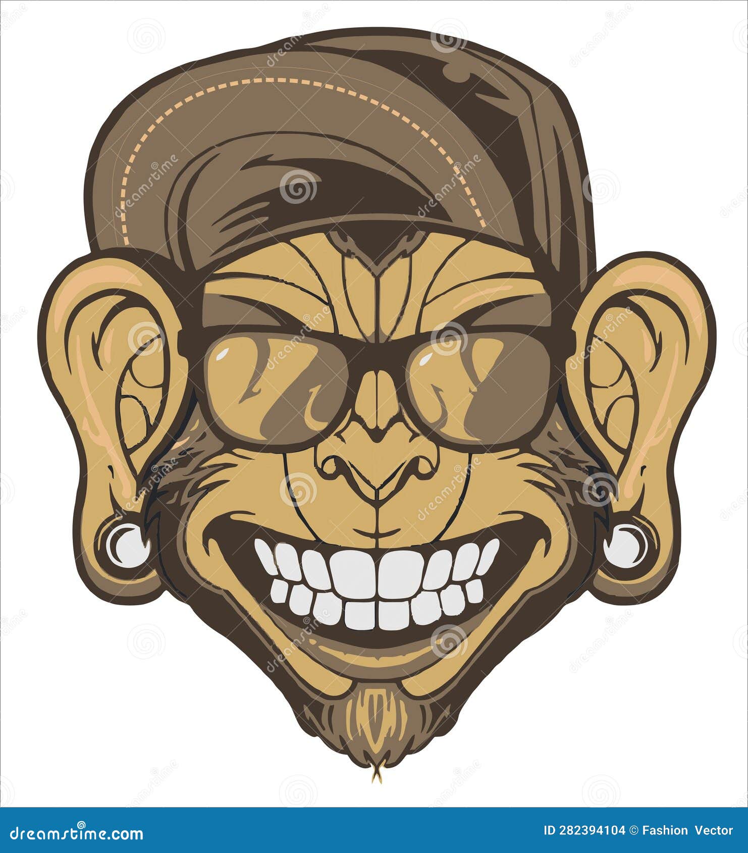 King Monkey Face Print Vector Stock Vector - Illustration of ...