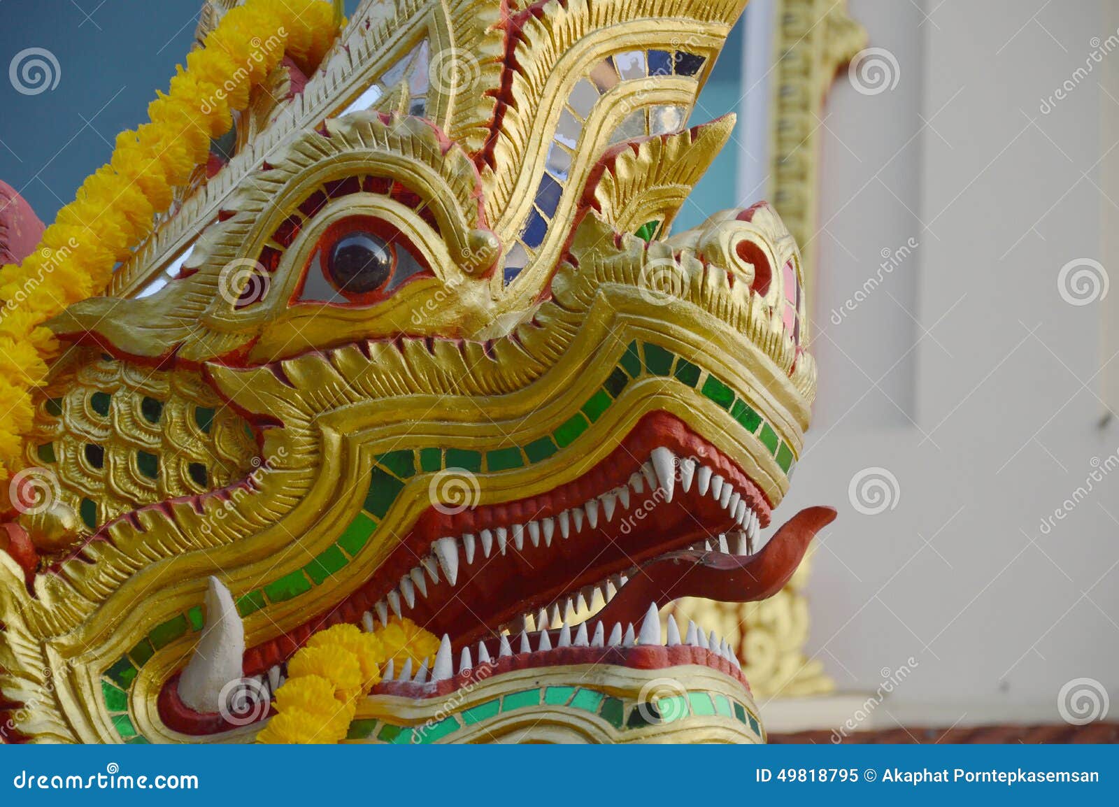 King of Naga in the temple stock image. Image of golden - 49818795