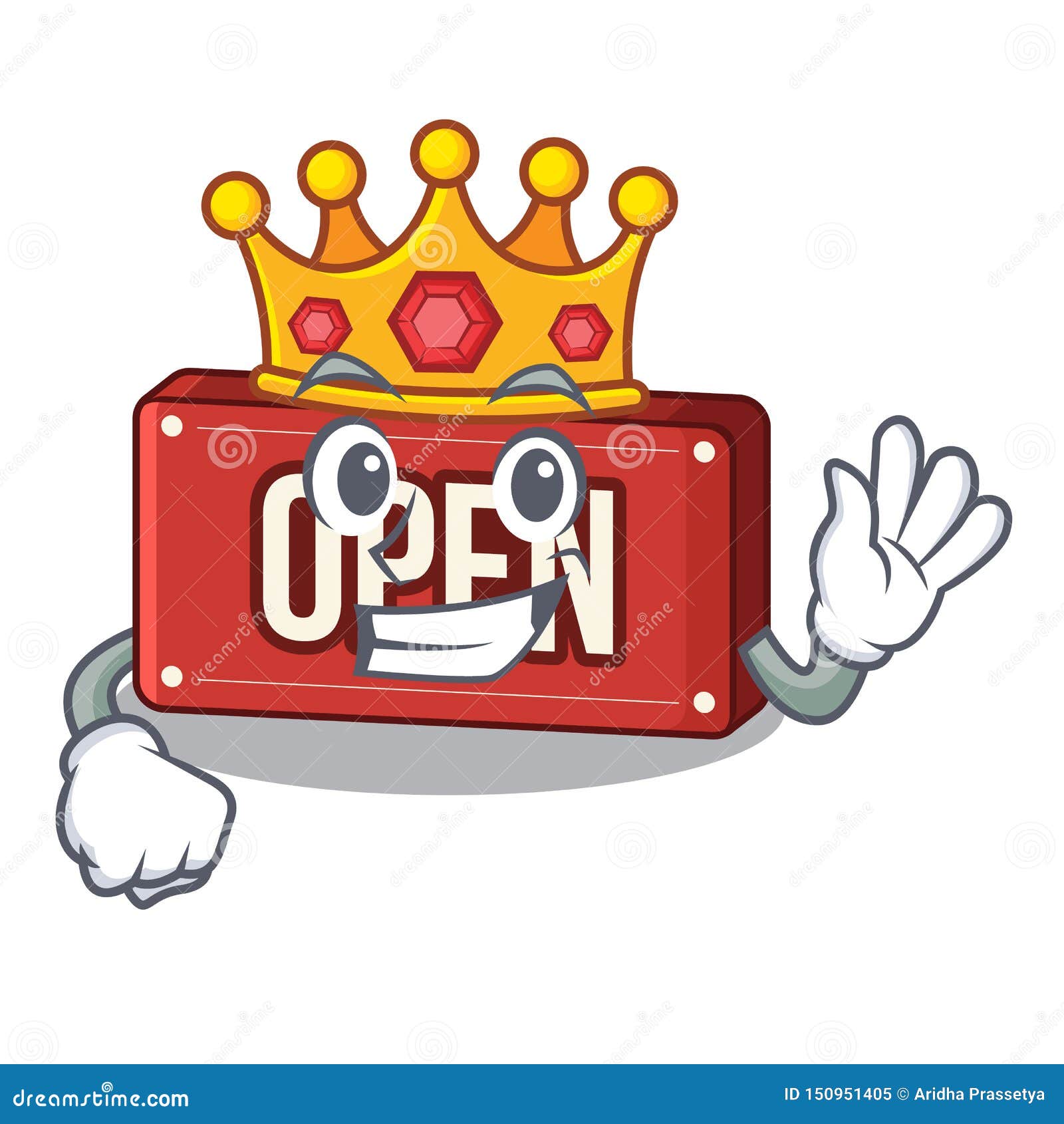 King Open Sign Above on Table Cartoon Stock Vector - Illustration of ...