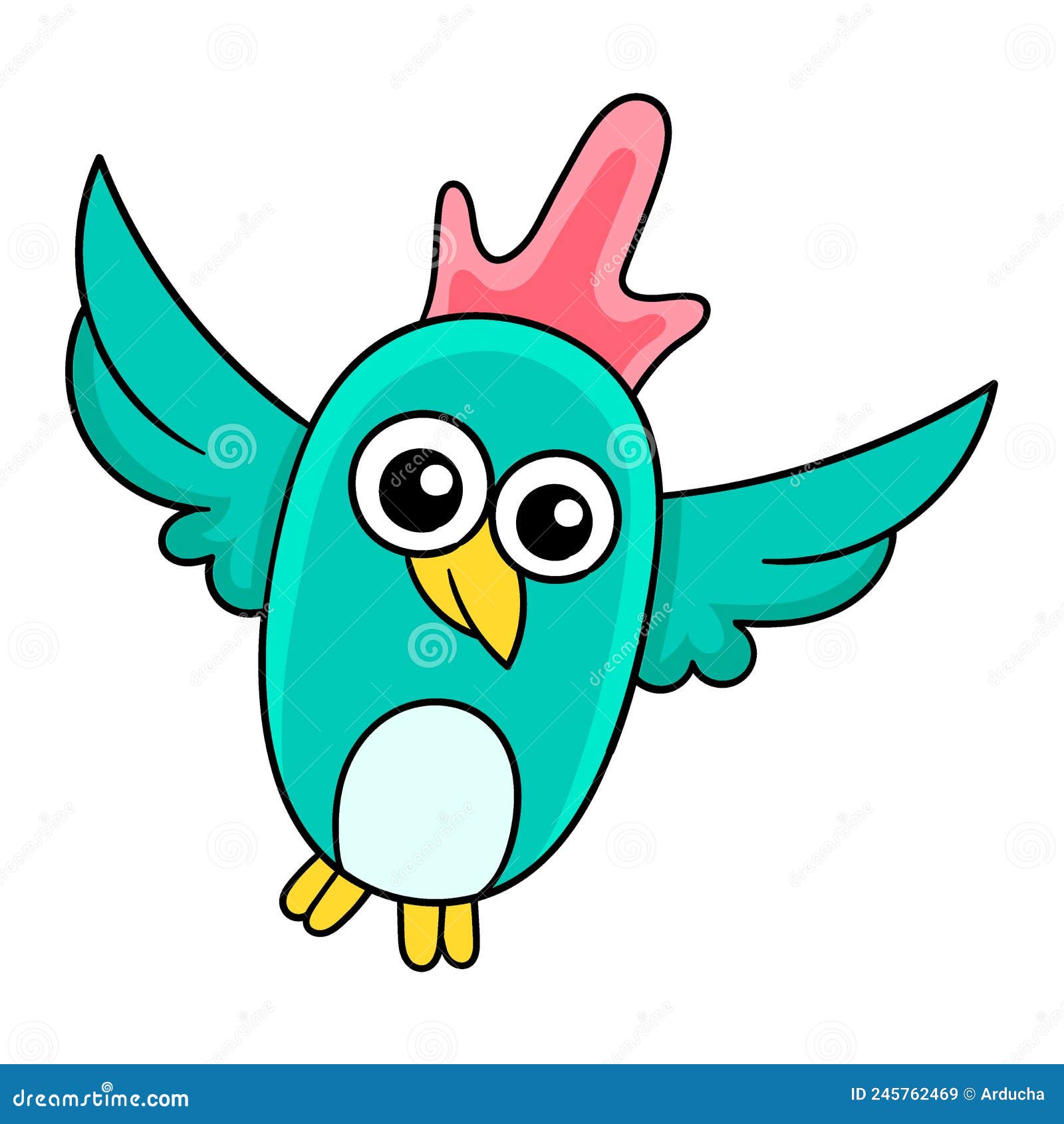 King Parrot is Flying, Doodle Icon Image Kawaii Stock Illustration ...