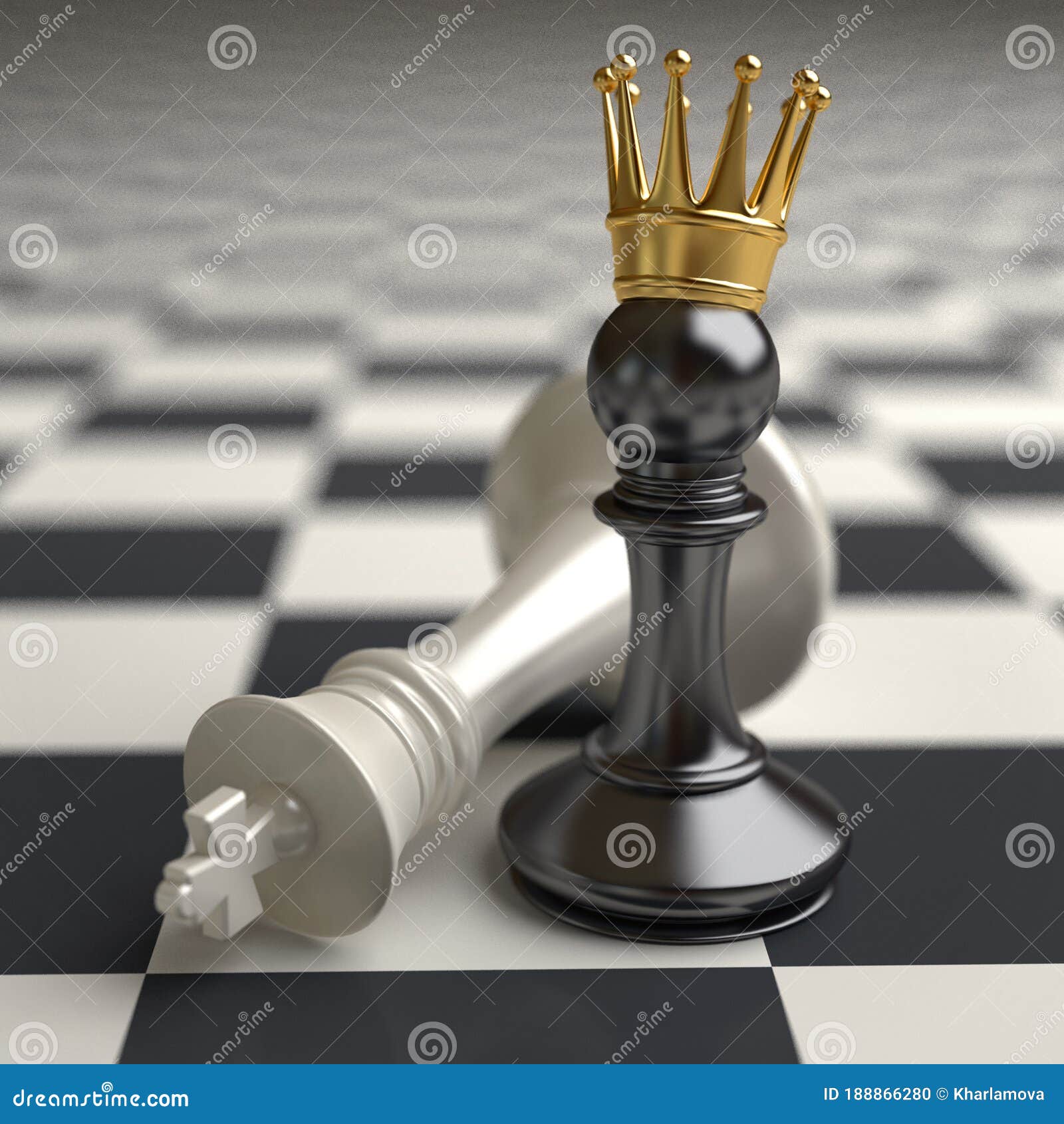 King and Pawn. Realistic 3d Rendering Stock Illustration - Illustration ...