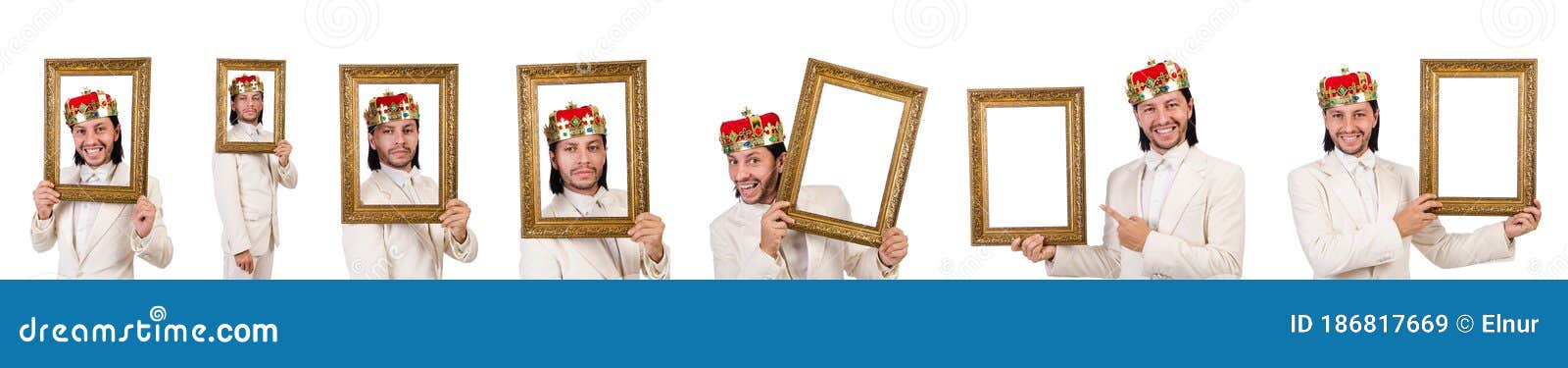 King with Picture Frame on White Stock Image - Image of formal ...