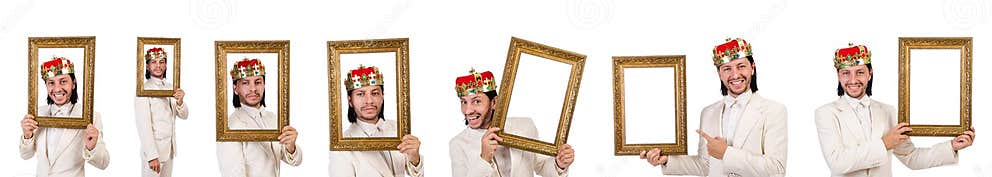 King with Picture Frame on White Stock Image - Image of formal ...