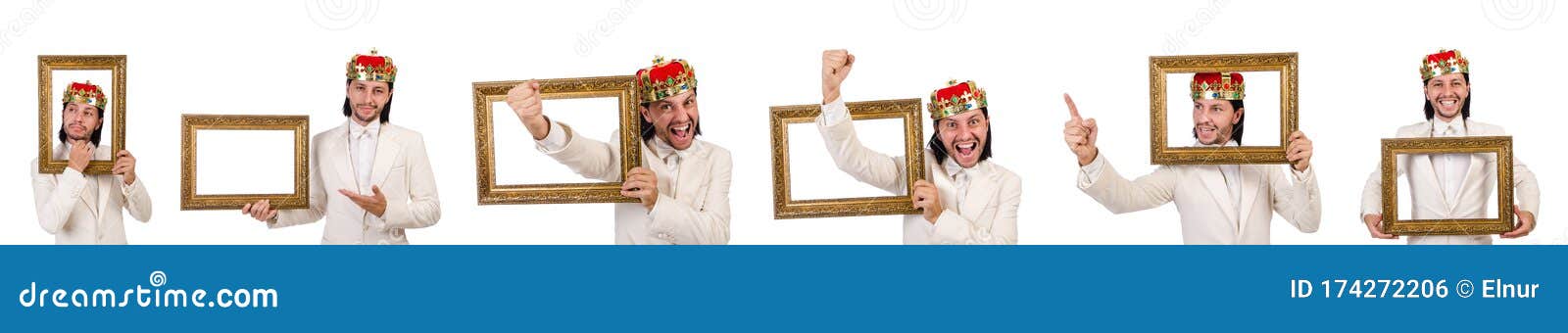 King with Picture Frame on White Stock Photo - Image of collage ...