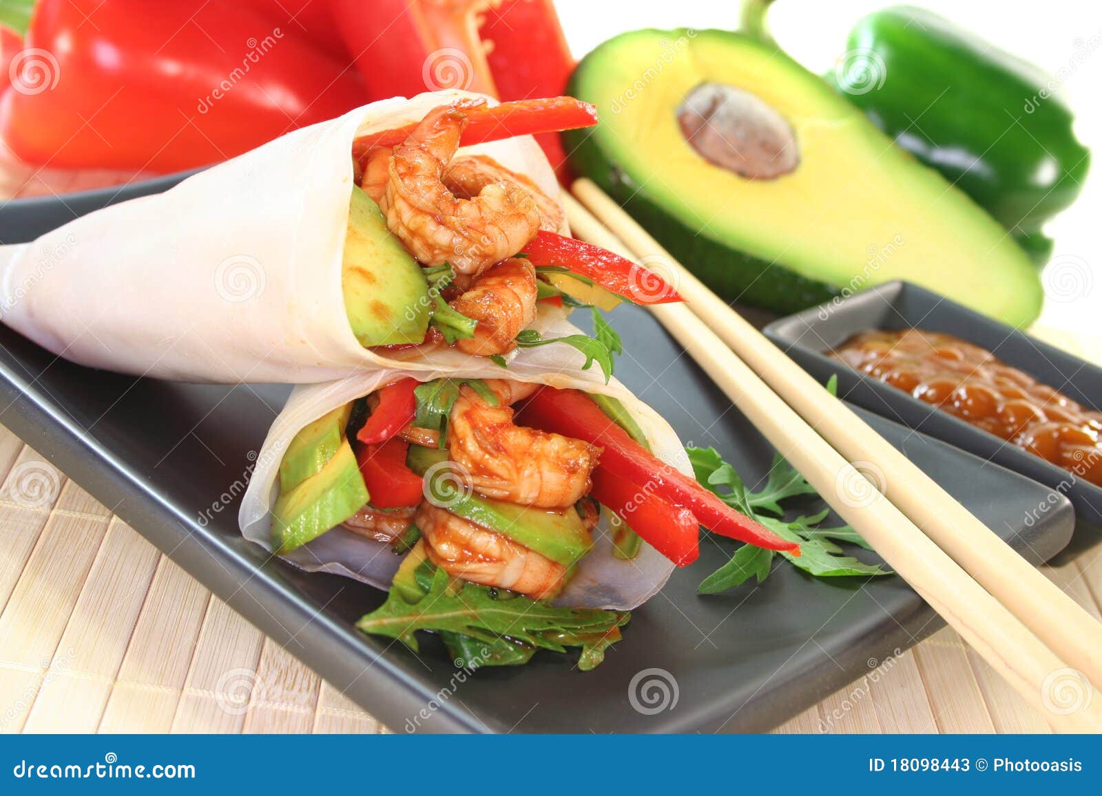 King Prawn - Avocado Wrap stock image. Image of rice - 18098443