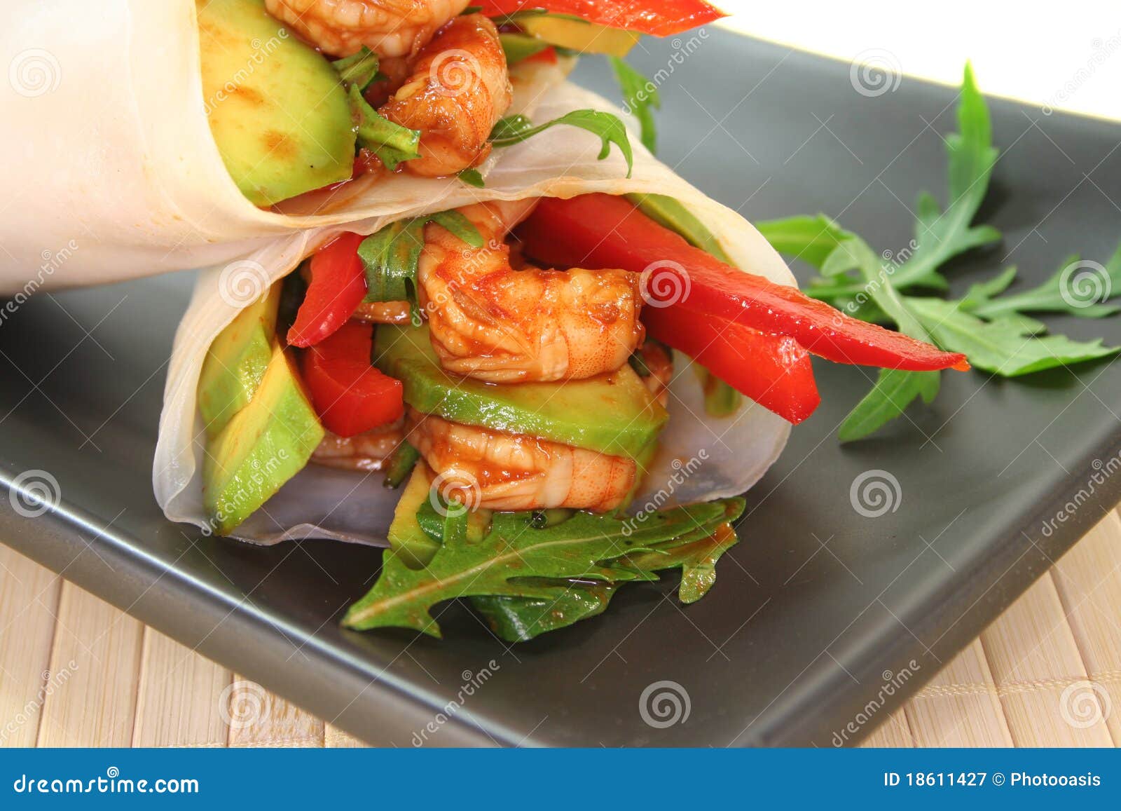 King Prawn - Avocado Wrap stock image. Image of vietnamese - 18611427