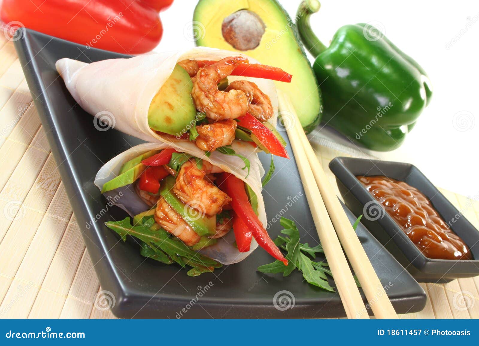 King Prawn - Avocado Wrap stock image. Image of appetizers - 18611457