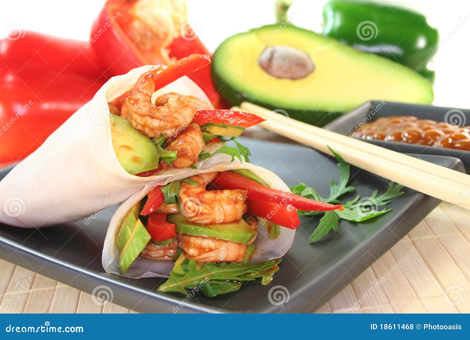 King Prawn - Avocado Wrap stock photo. Image of vegetables - 18611468