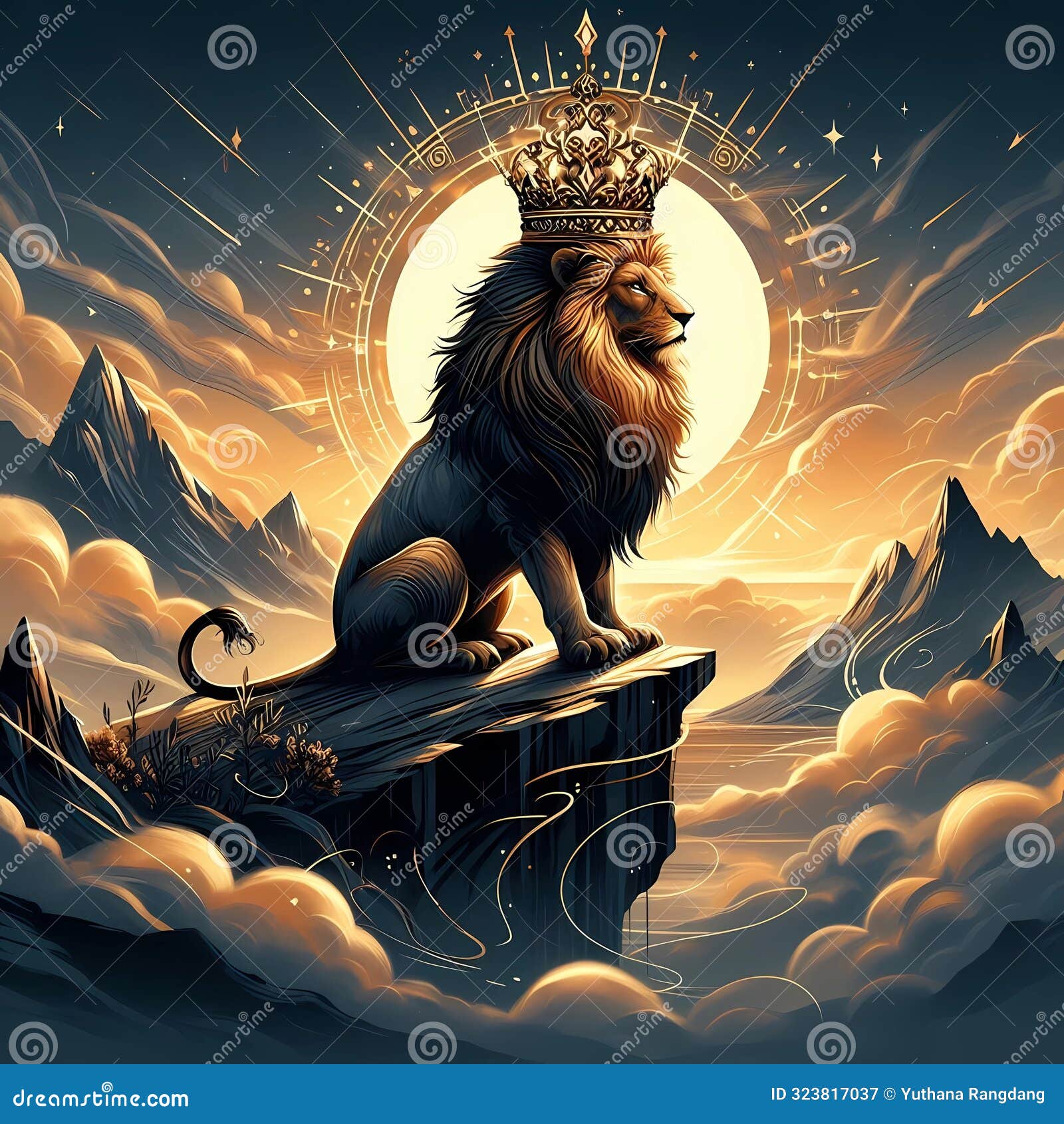 King of the Pride. stock illustration. Illustration of lion - 323817037