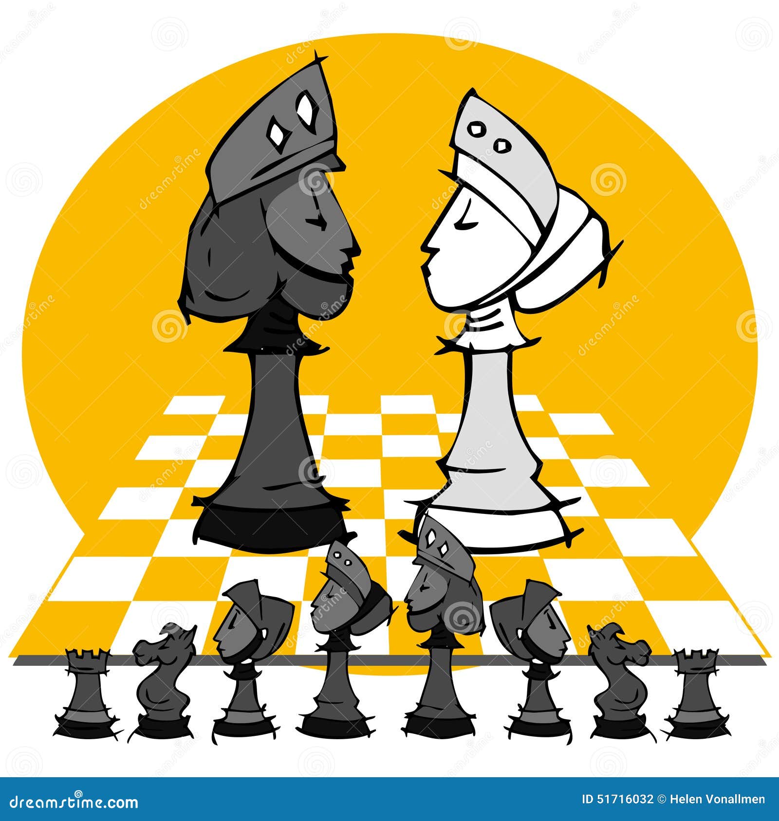 King and Queen: Chess Game, Cartoon Stock Vector - Illustration of ...