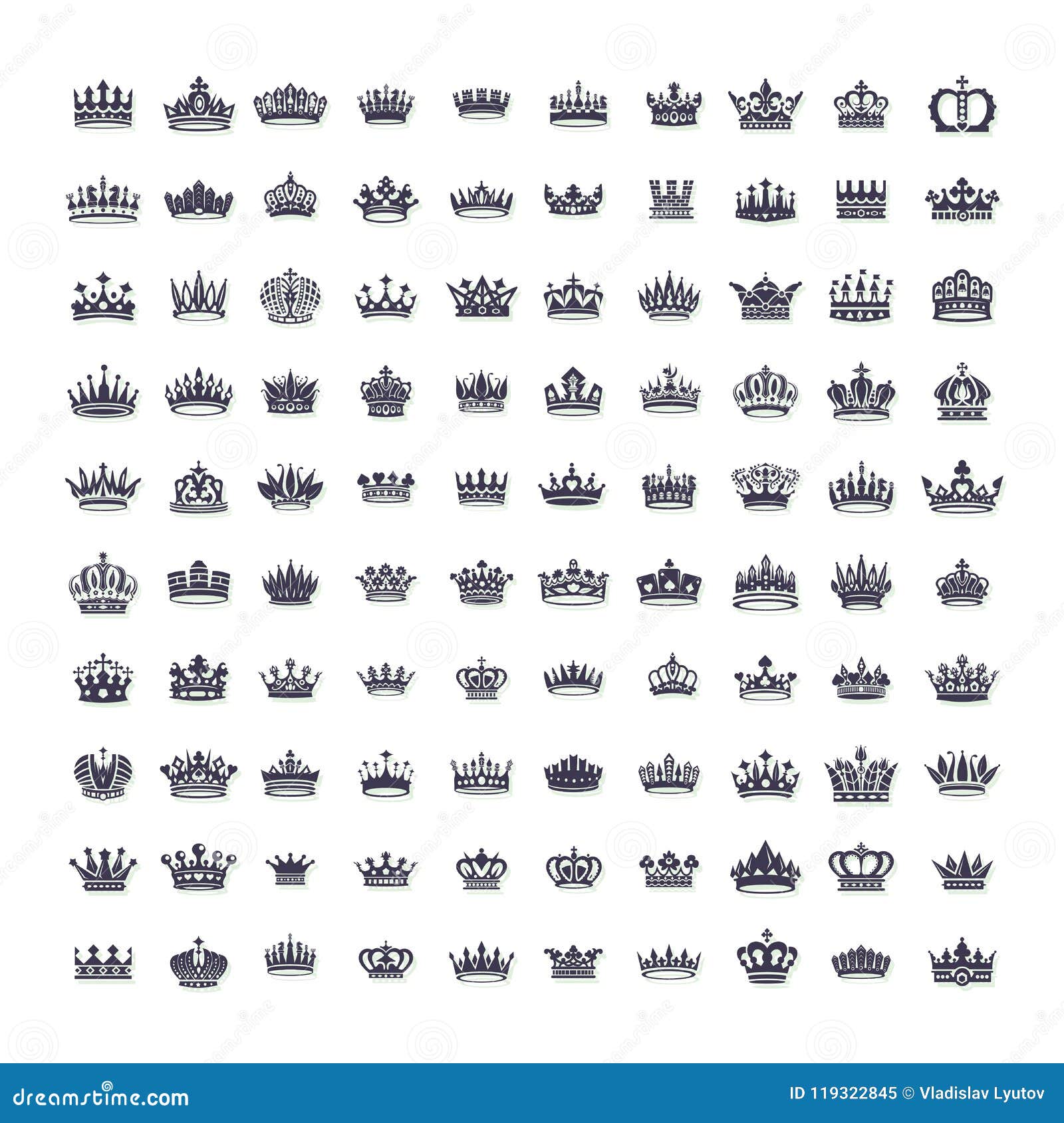 King and Queen Crowns Symbols Stock Vector - Illustration of isolated ...