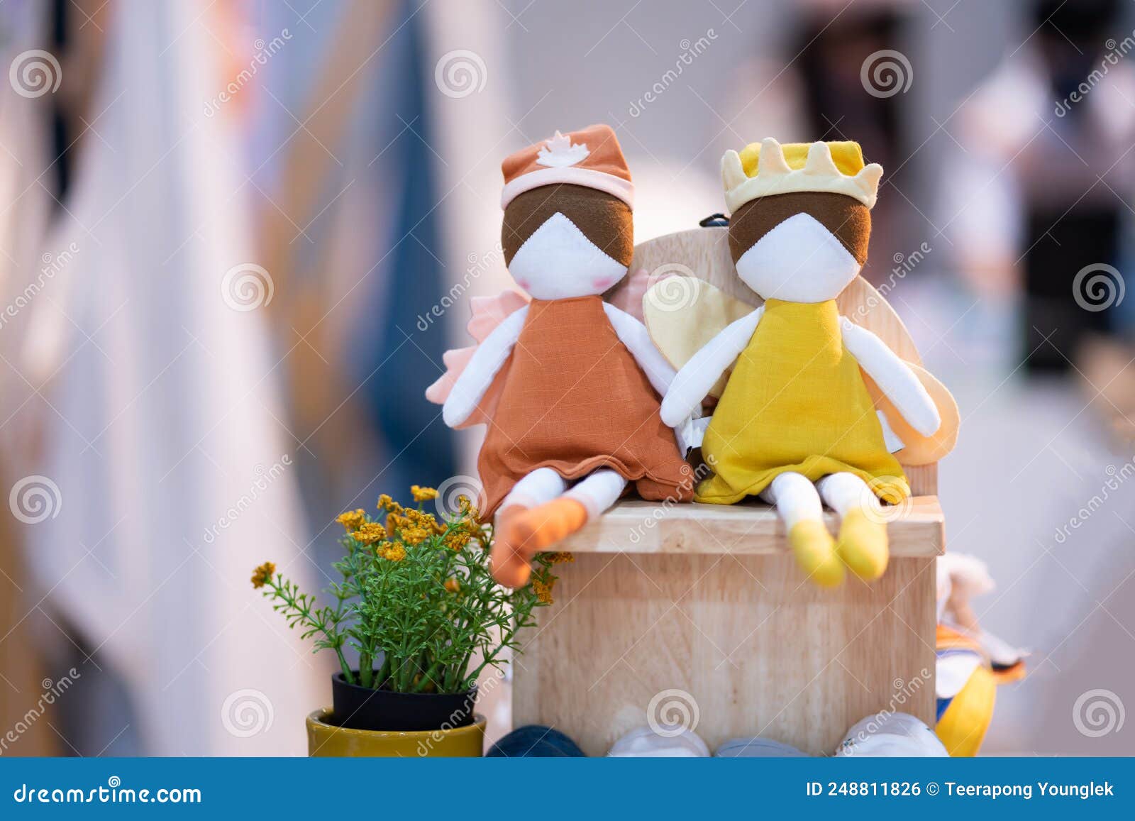 King and Queen Dolls Sitting Side by Side Represent Great Love Stock ...