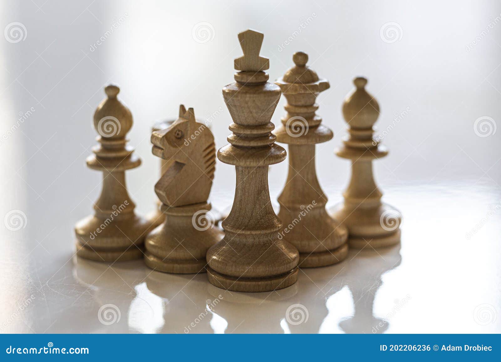 King Queen Knight Bishop Chess Pieces Stock Photo - Image of knight ...