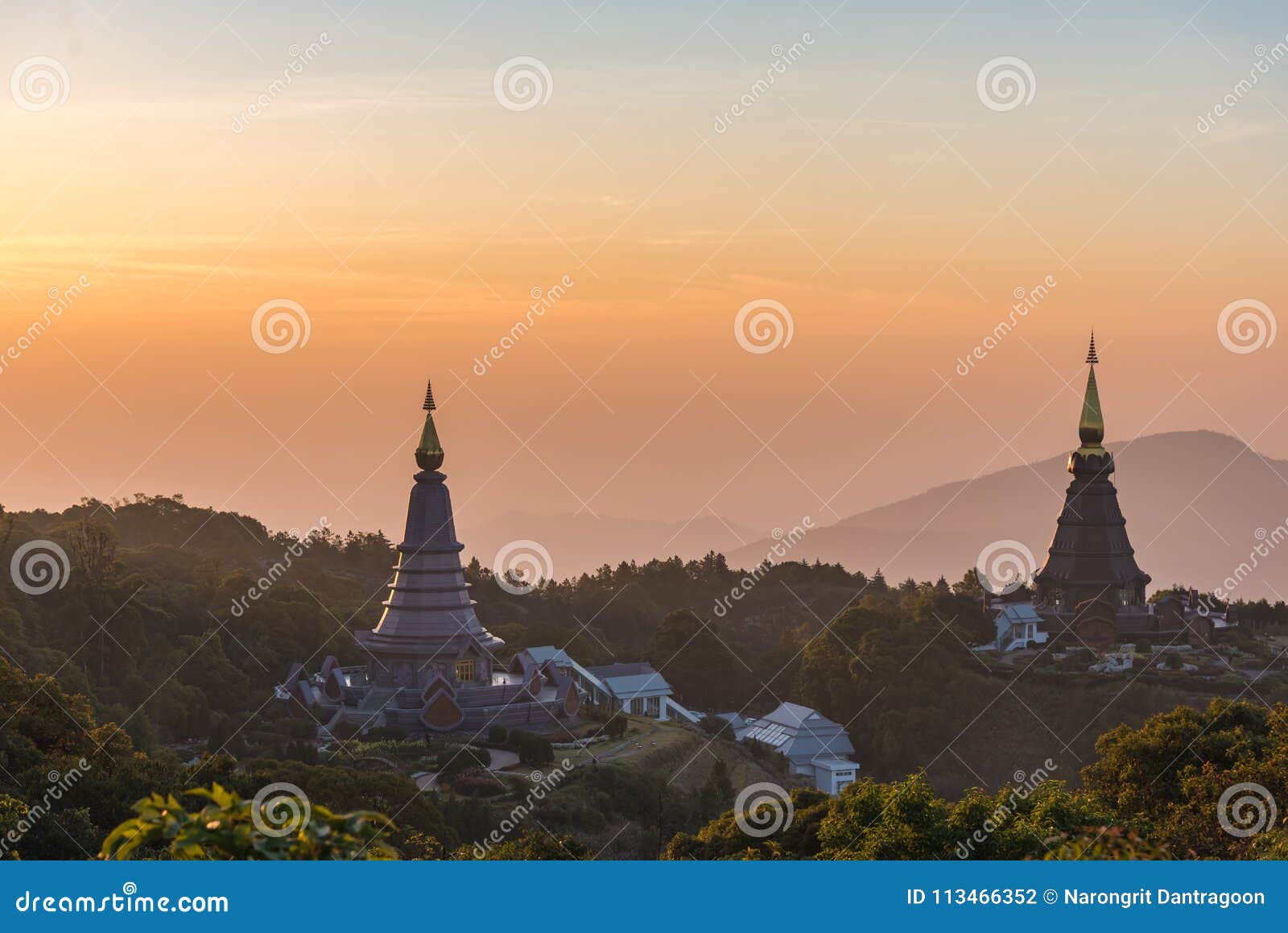 Pagoda and mountain stock photo. Image of buddhism, landscape - 113466352