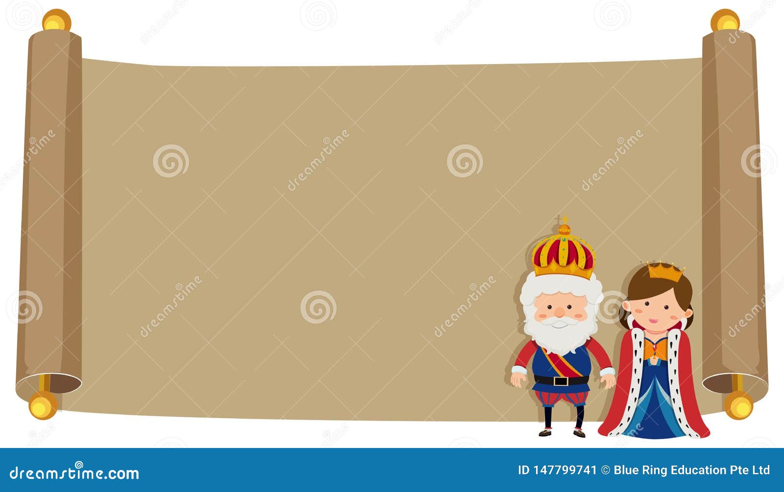 King And Queen On Paper Roll Template Cartoon Vector | CartoonDealer ...