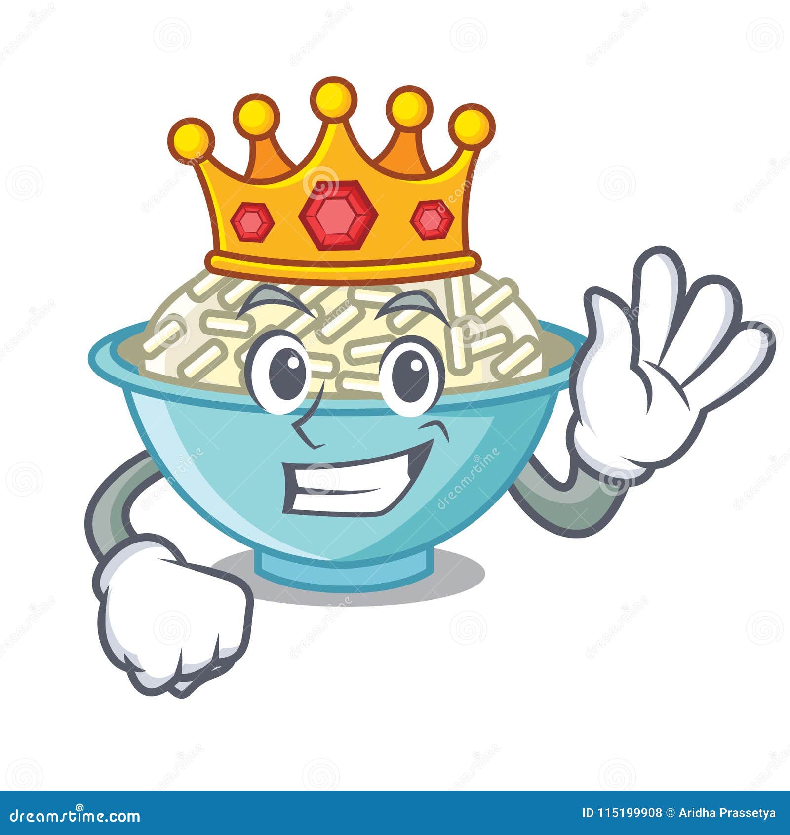 King Rice Bowl Mascot Cartoon Stock Vector - Illustration of dinner ...