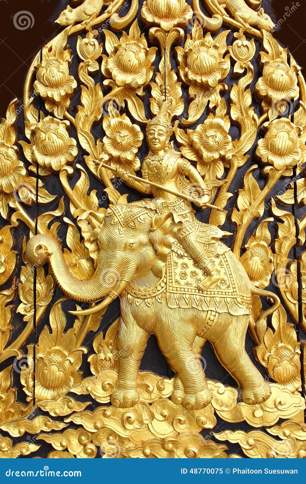 King Riding Elephant Handcraft Wall Stock Image - Image of texture ...